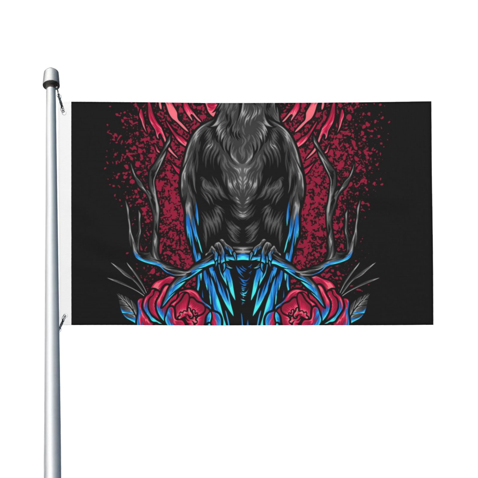 Crow And Flowers Raven Gothic Flag 3X5 Ft Garden Yard House Flags ...