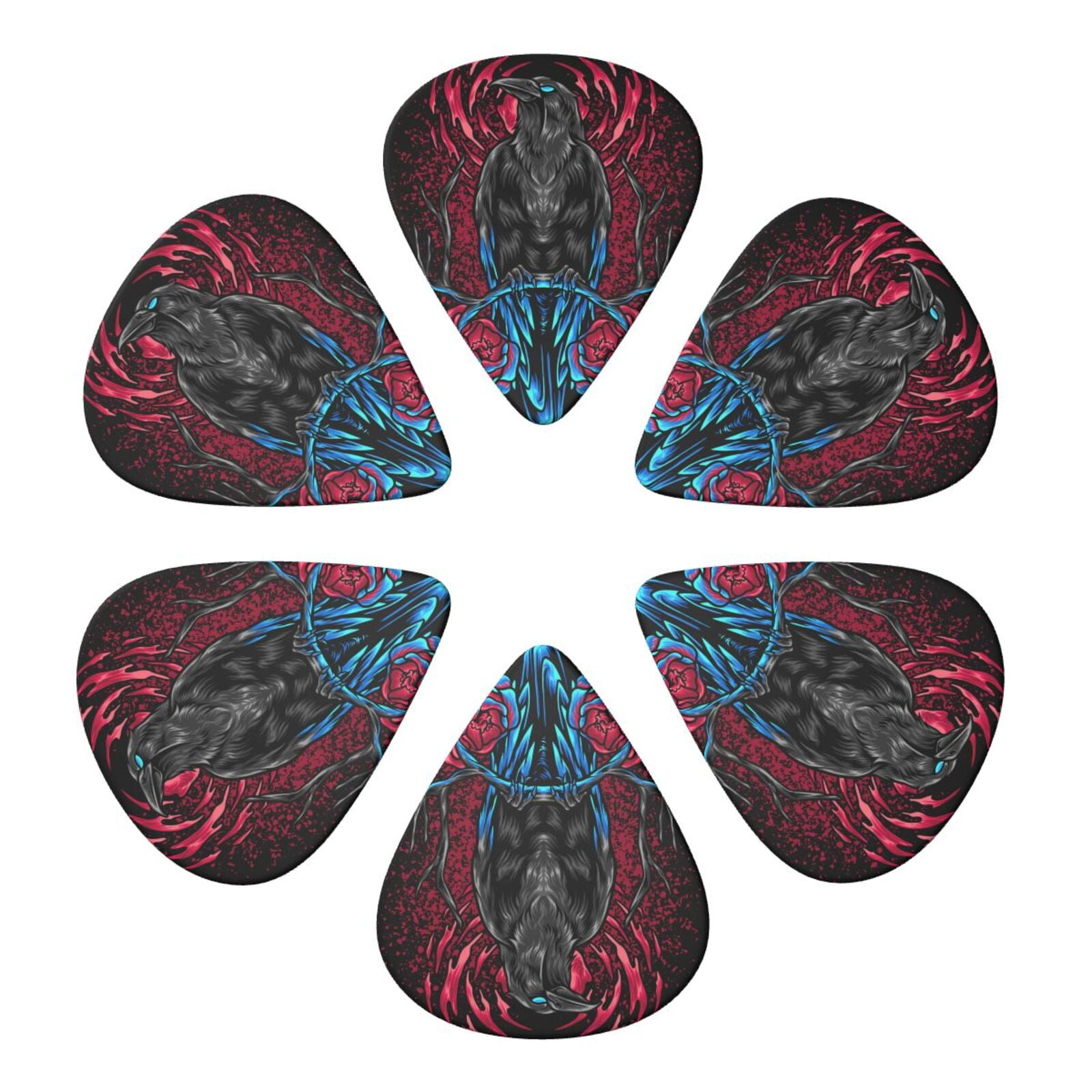 Crow And Flowers Raven Gothic Guitar Pick 6 Pack for Bass Acoustic ...