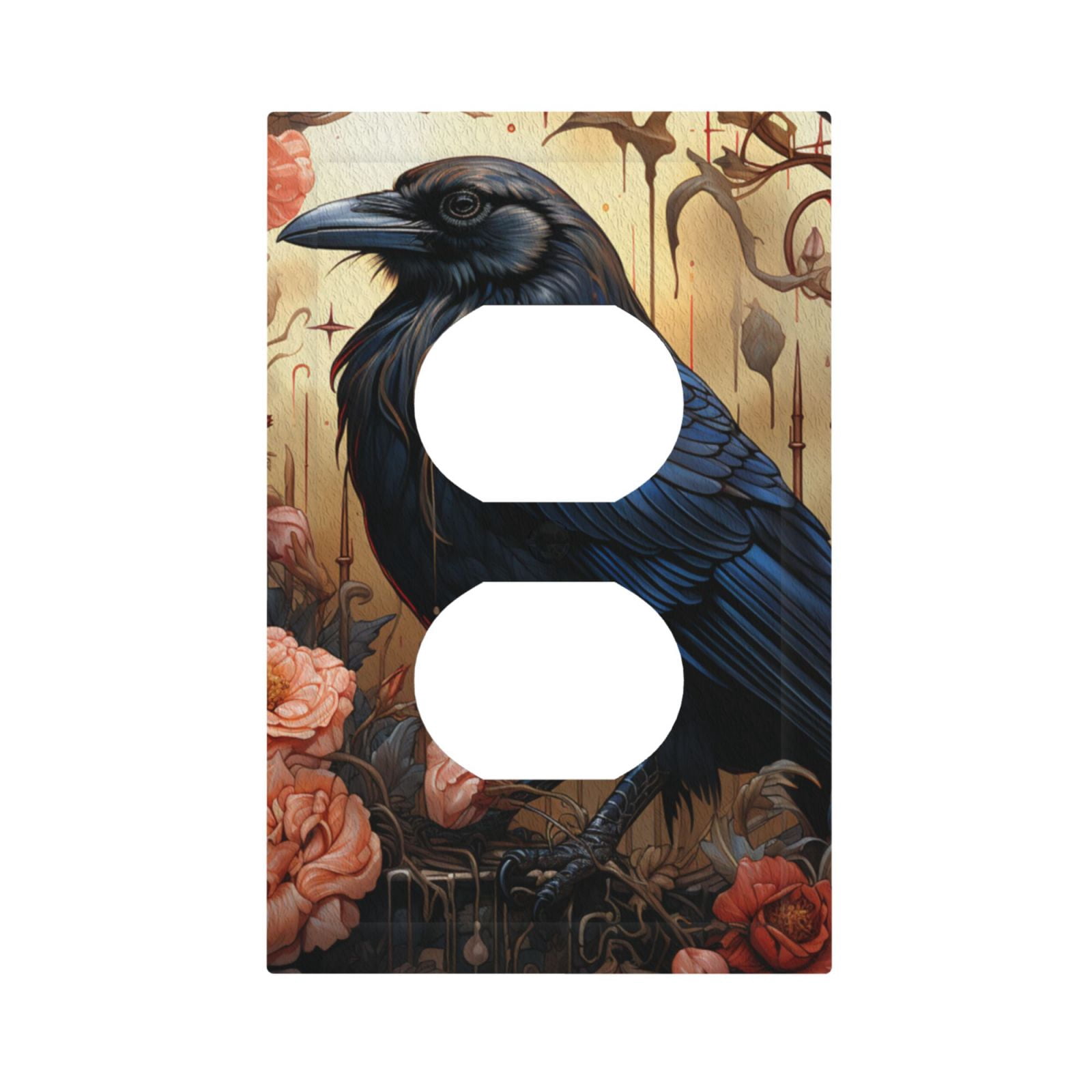 Crow And Flowers Raven Gothic Light Switch Cover Decorator Duplex Wall ...