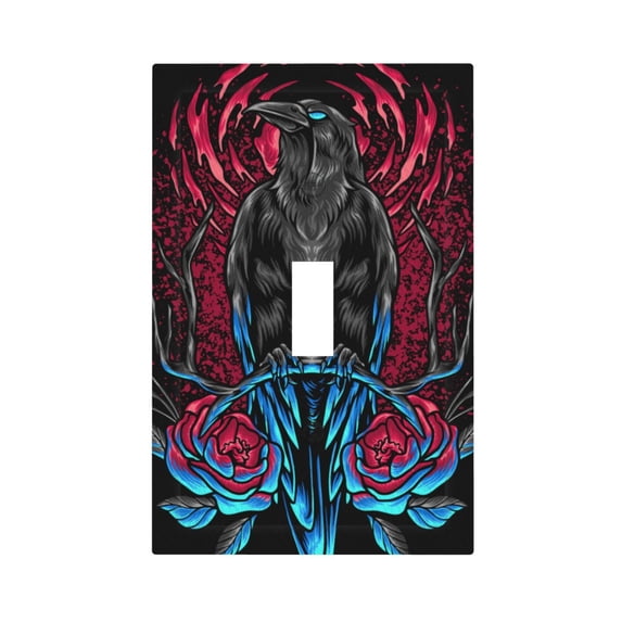 Crow And Flowers Raven Gothic Light Switch Cover Decorator Single ...