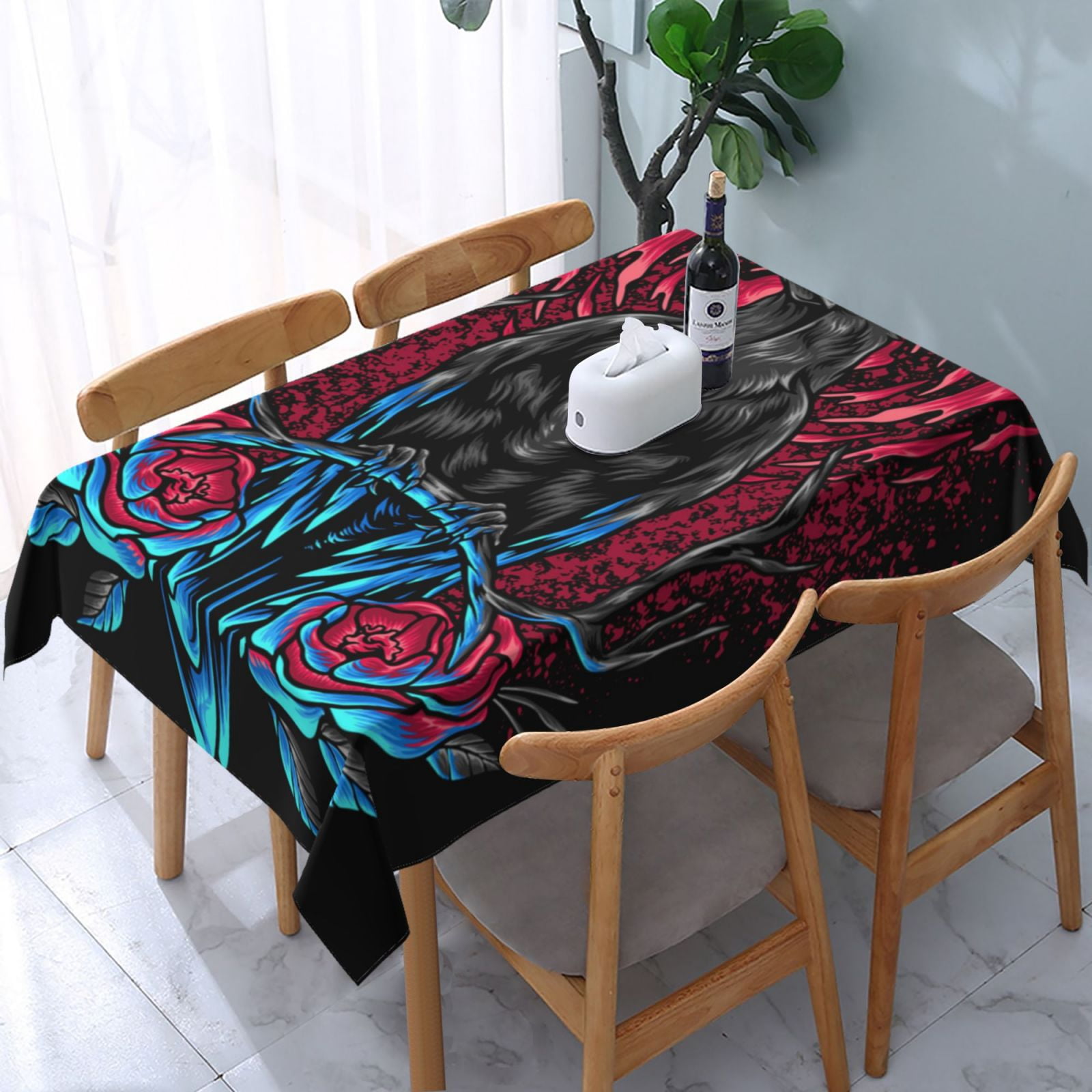 Crow And Flowers Raven Gothic Rectangular Tablecloth 54"x 72 ...