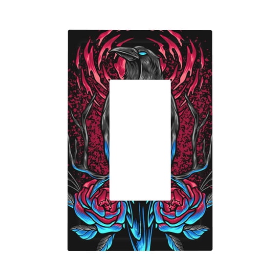 Crow And Flowers Raven Gothic Single Gang Wall Plate 1 Gang Decorative ...