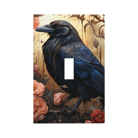 Crow And Flowers Raven Gothic Single Toggle Wall Plate 1 Gang ...