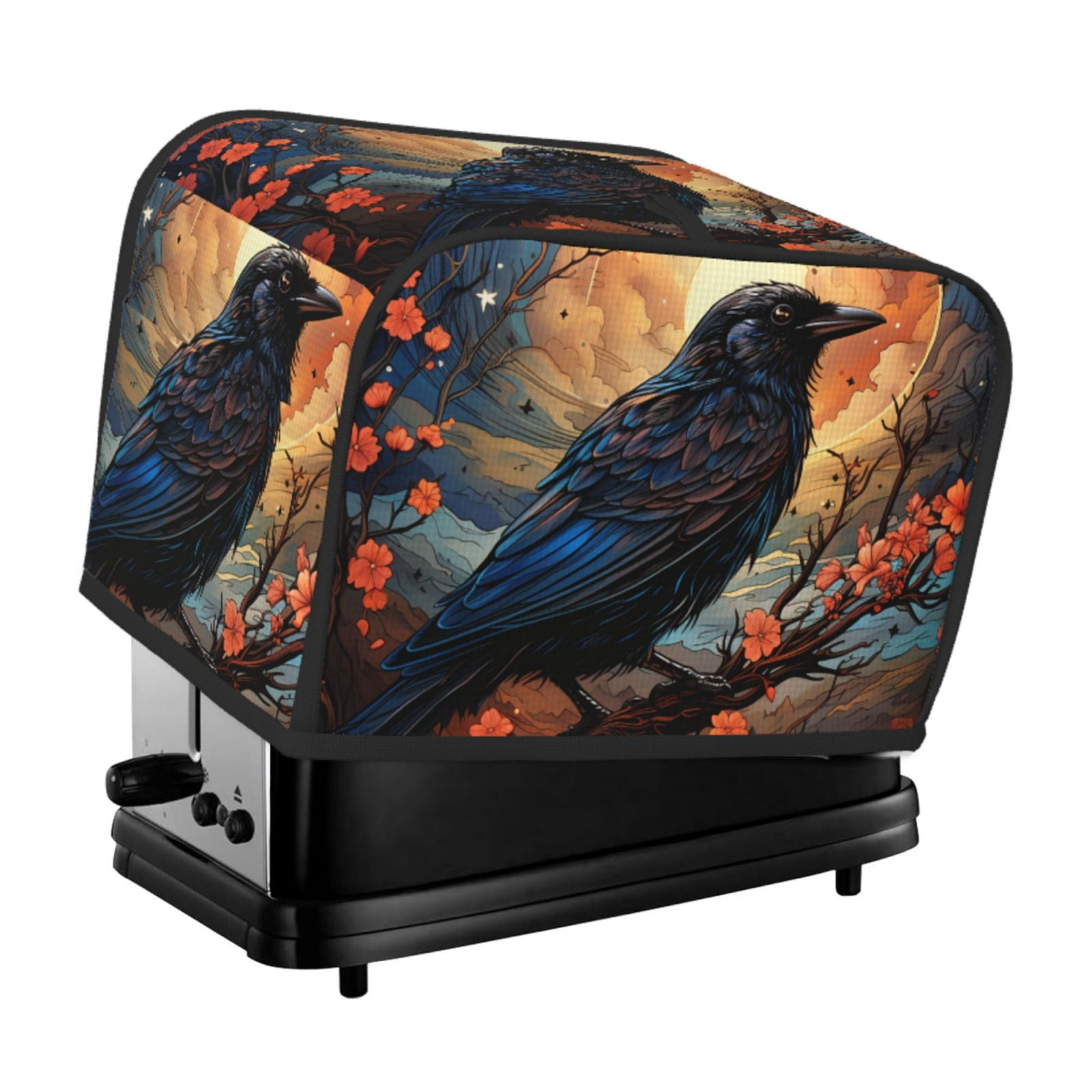 Crow And Flowers Raven Moon Art 2 Slice Toaster Cover Bread Maker Dust ...