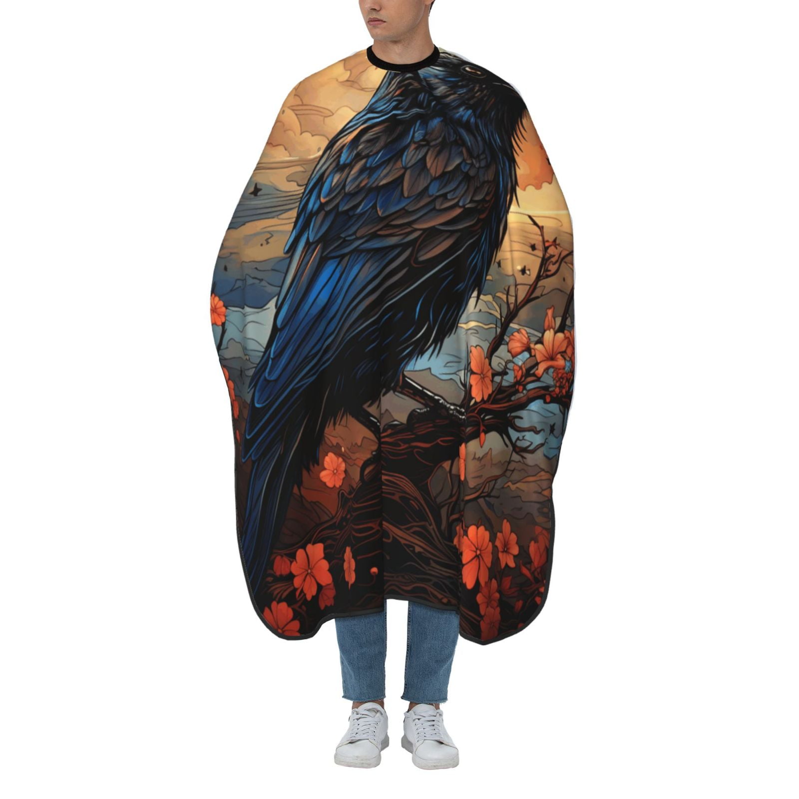 Crow And Flowers Raven Moon Art Hair Cut Hairdressing Cape Apron ...