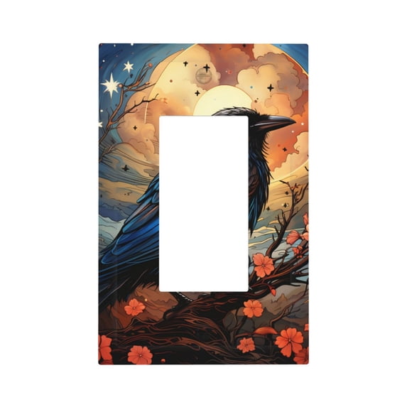 Crow And Flowers Raven Moon Art Single Gang Wall Plate 1 Gang ...
