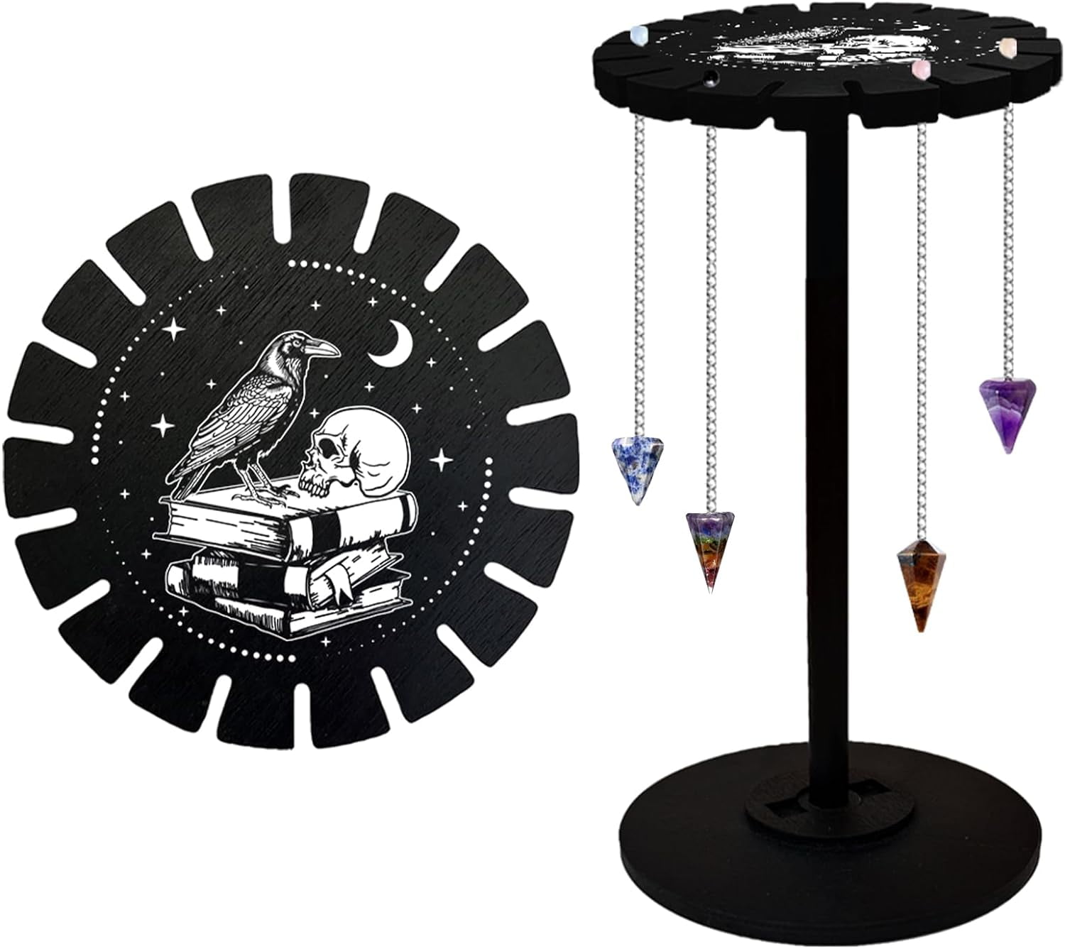 Crow Book Pendulum Display Stand Black Wooden Crystal Display Shelf ...