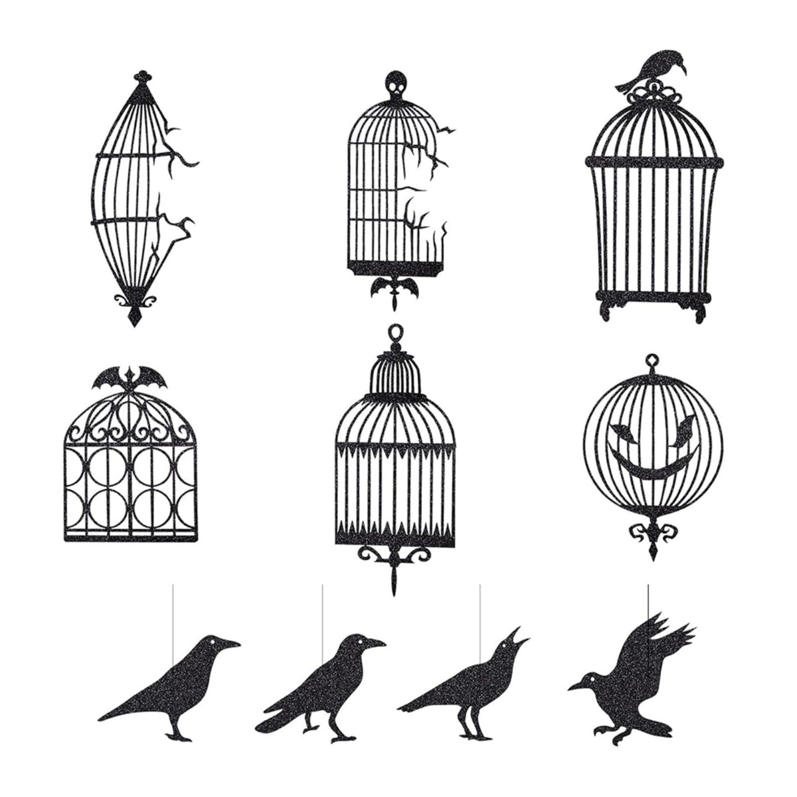 Crow Cage Hanging Decorations for Horror Theme Halloween Decorations ...