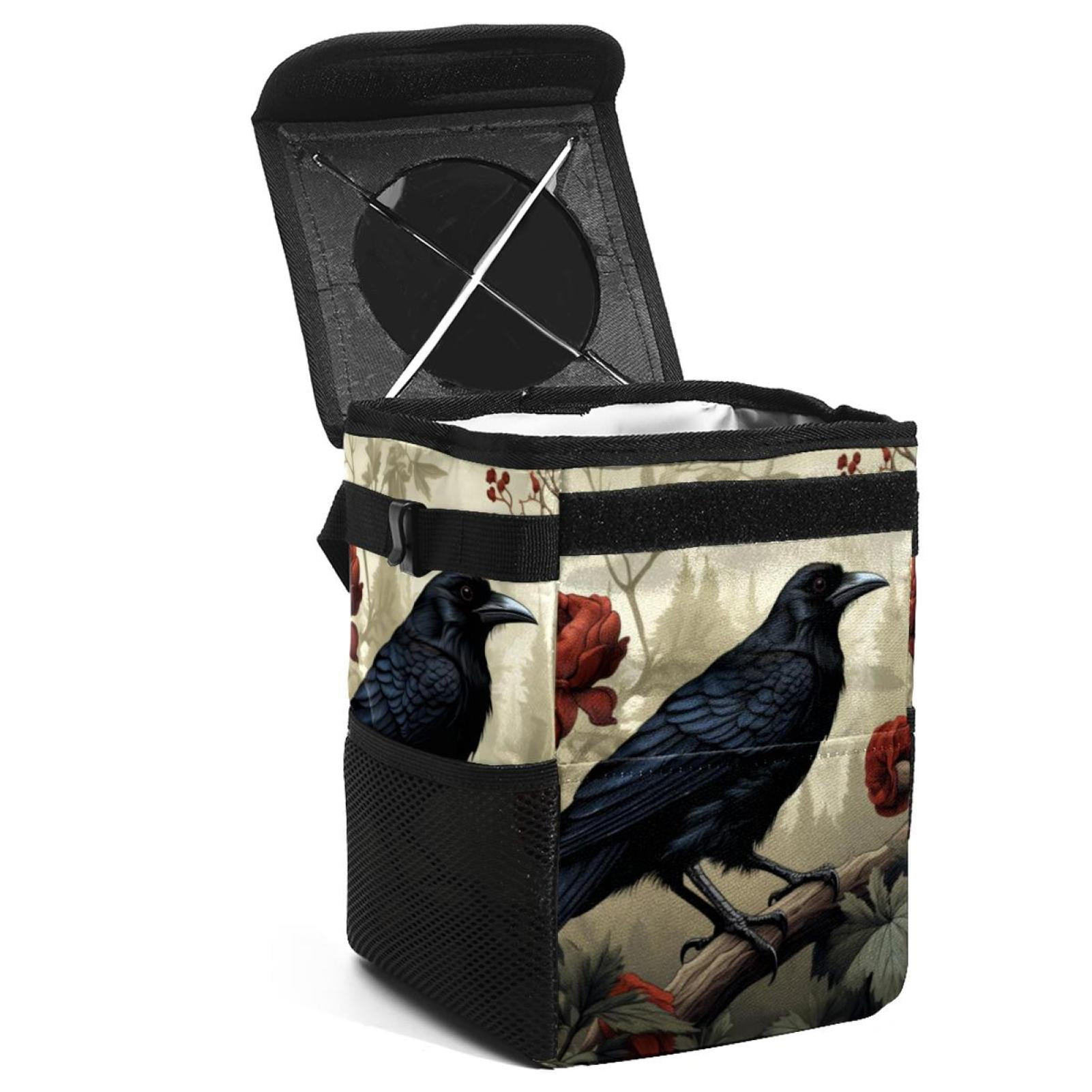 Crow Car Trash Bin - Foldable with Lid, Leak-Proof, Hanging Storage Bag ...
