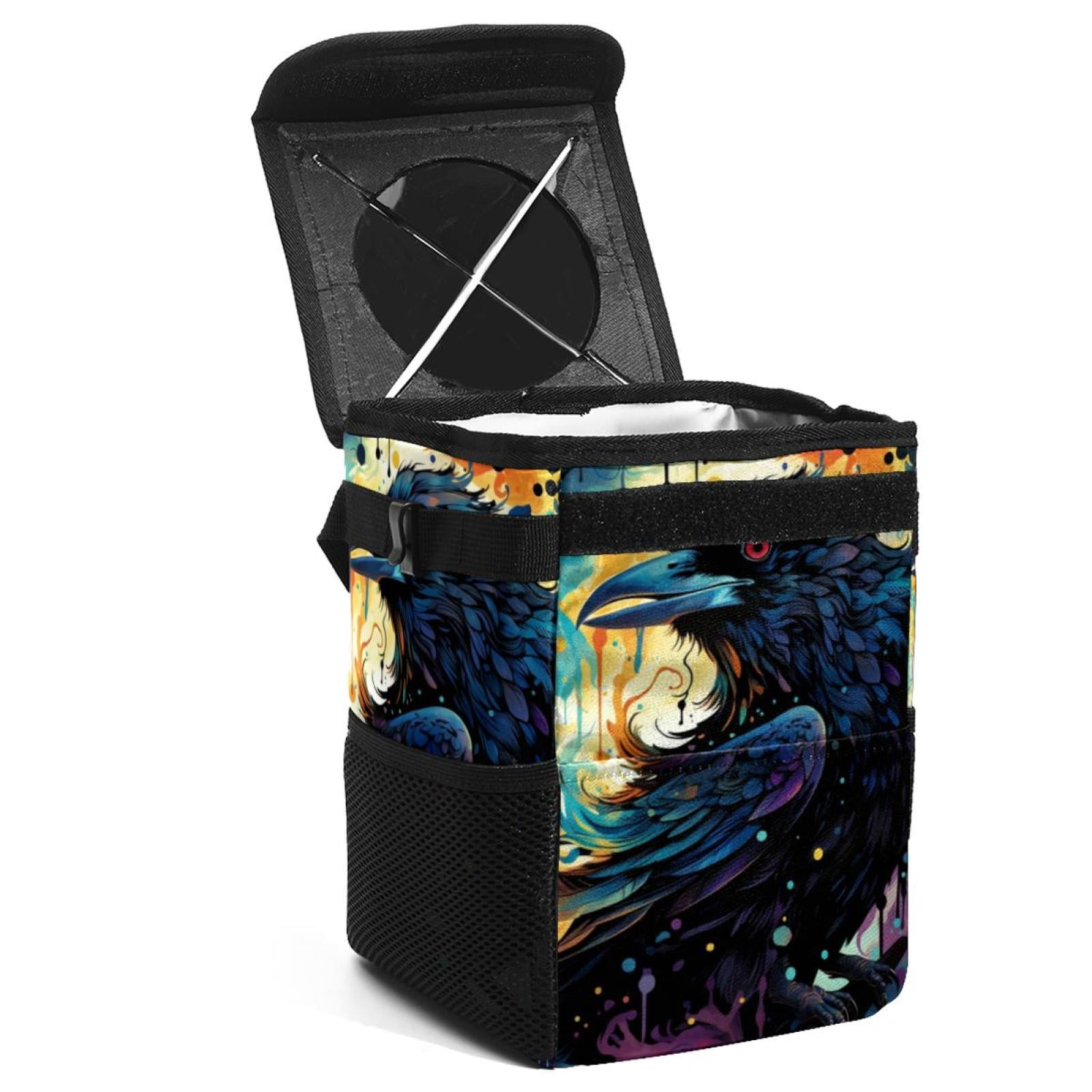 Crow Car Trash Can: Foldable with Lid, Leak-Proof, Hanging Storage Bag ...