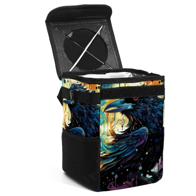 Crow Car Trash Can: Foldable with Lid, Leak-Proof, Hanging Storage Bag ...