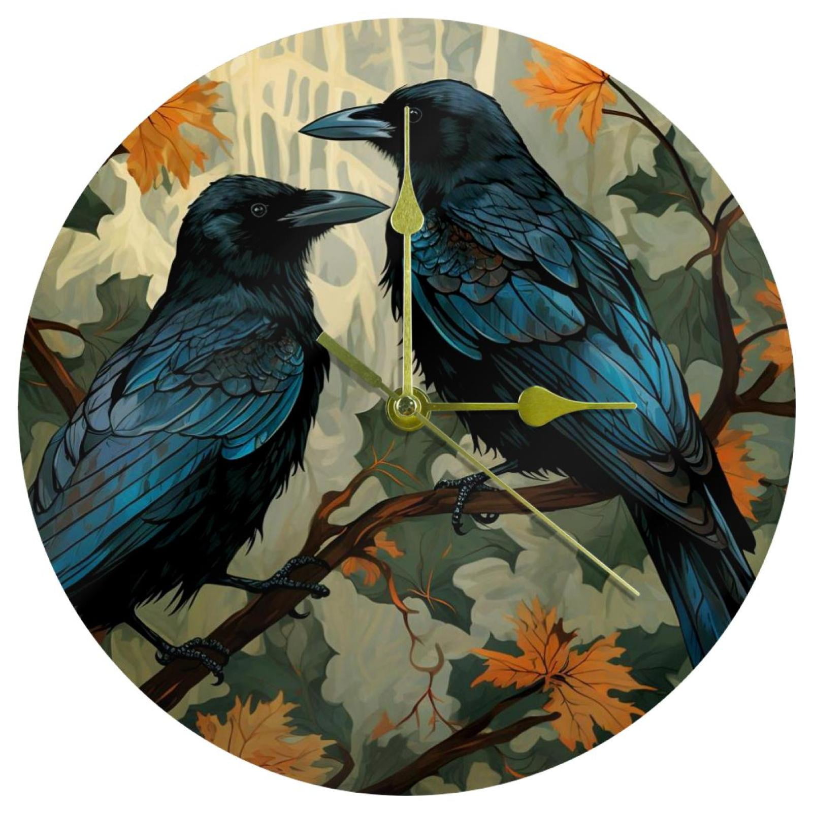 Crow Circular Acrylic Wall Clock - Elegant Timepiece for Home Décor ...