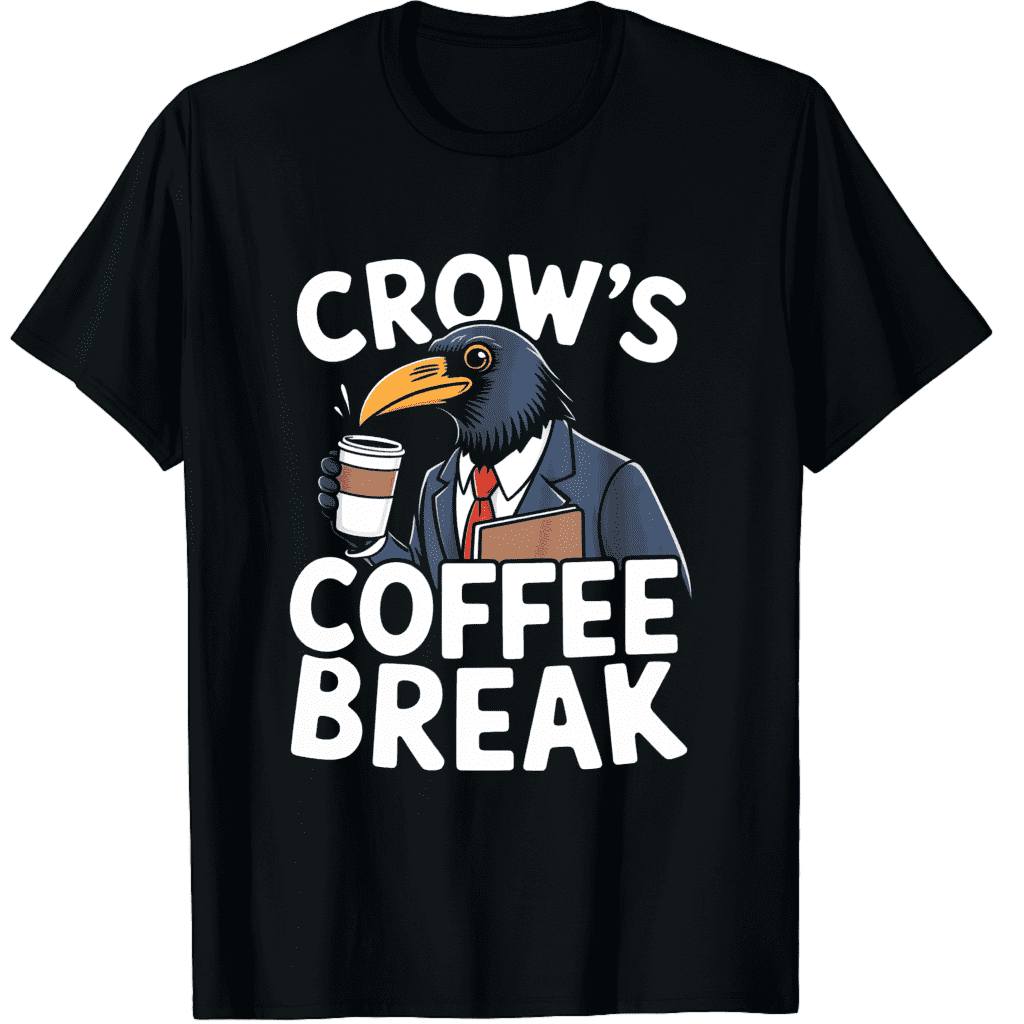 Crow Coffee Break Black Short Sleeve T Shirt for Men and Women ...