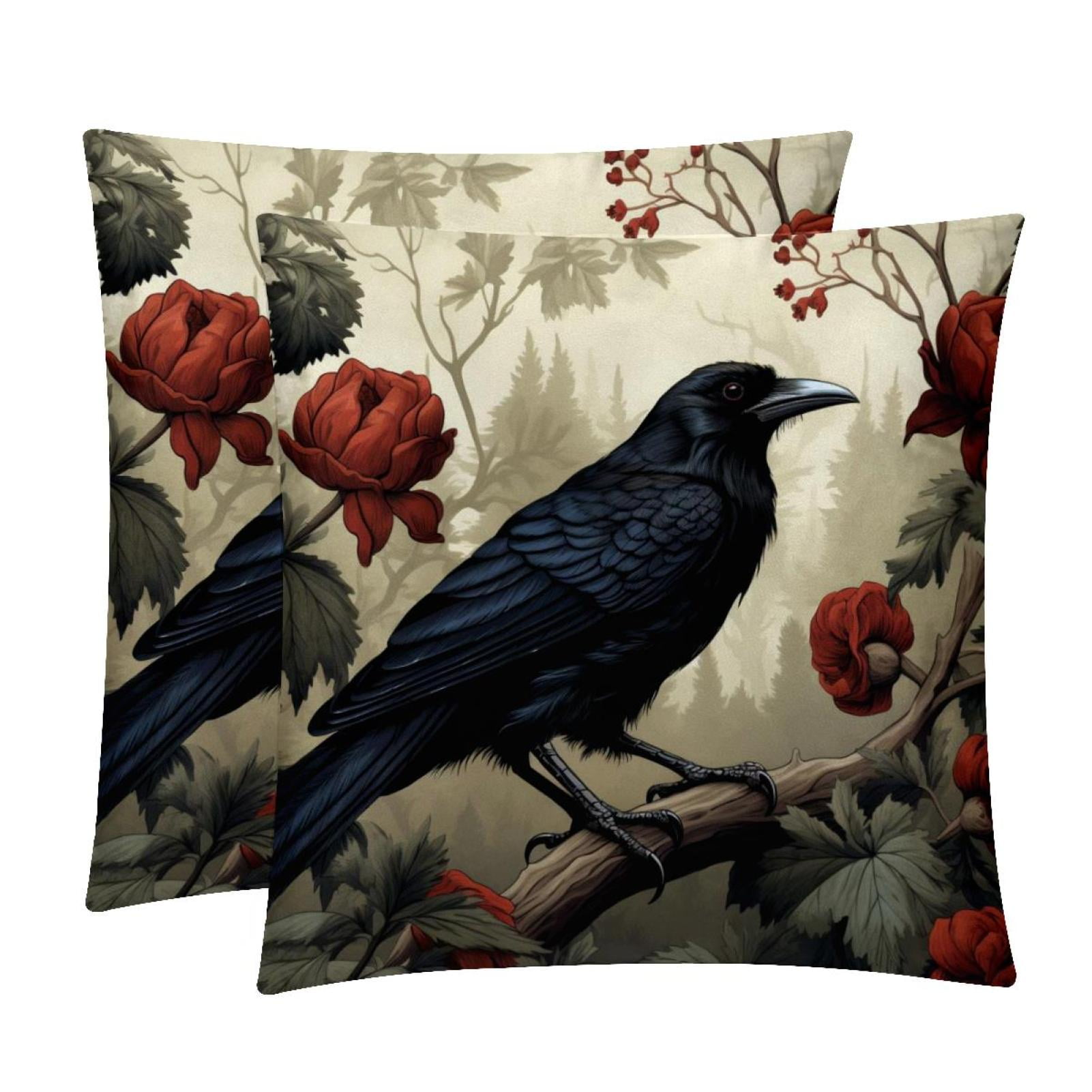 Crow Covers Set of 2, Unique Patterns, 16x16 18x18 20x20 Inches for ...