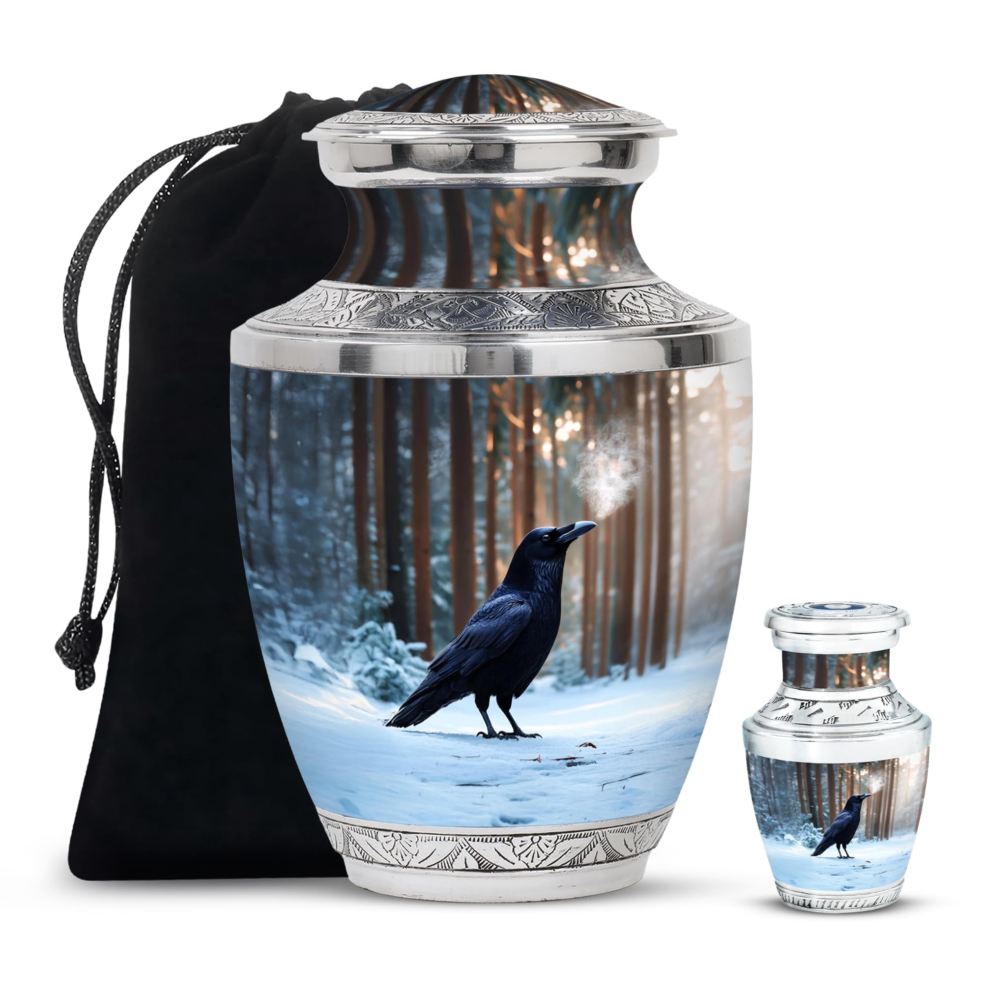 Crow Cremation Urns for Male & Female, Ashes Keepsake for Family, Small ...