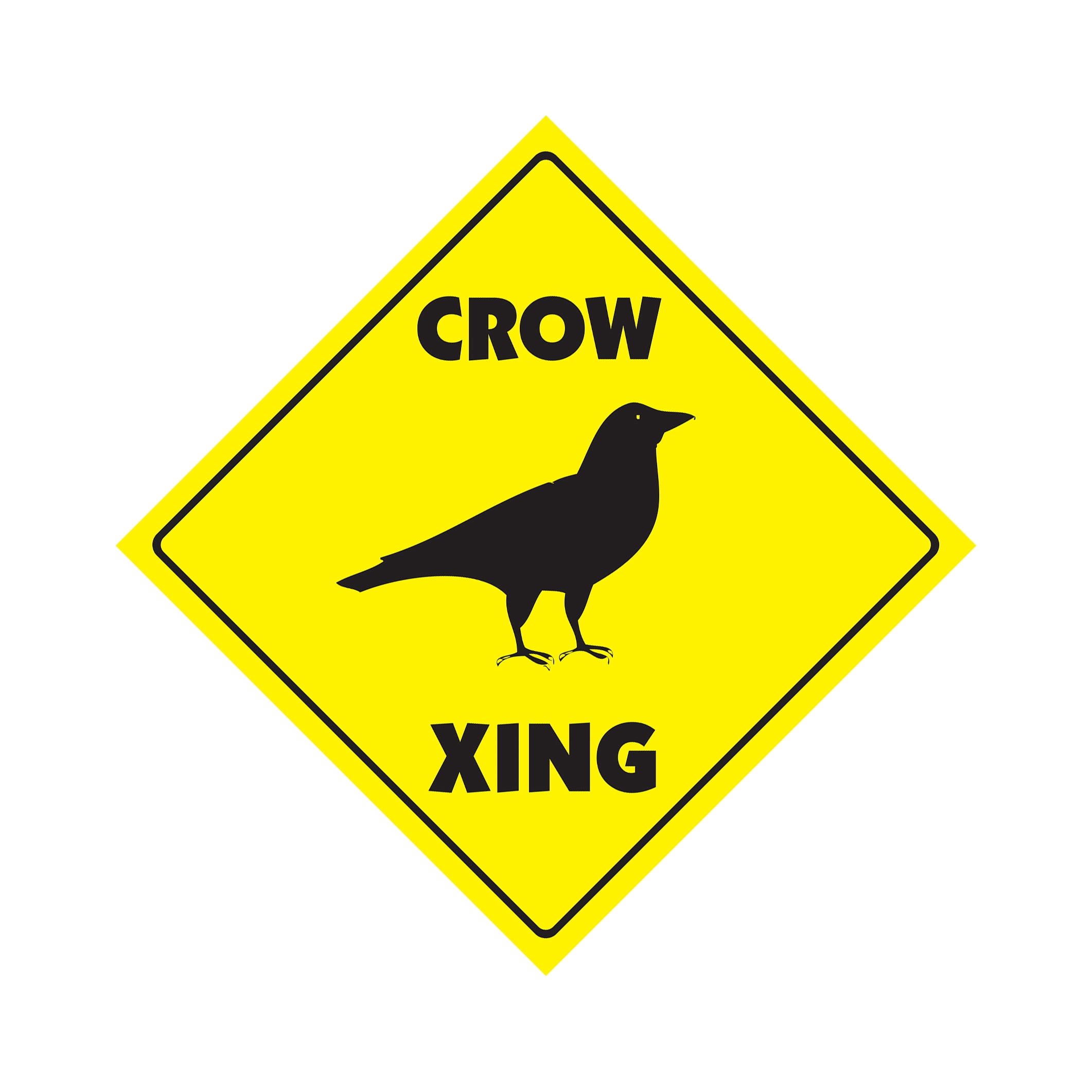 Crow Crossing Sign Zone Xing | Indoor/Outdoor | 17" Tall black bird eat ...