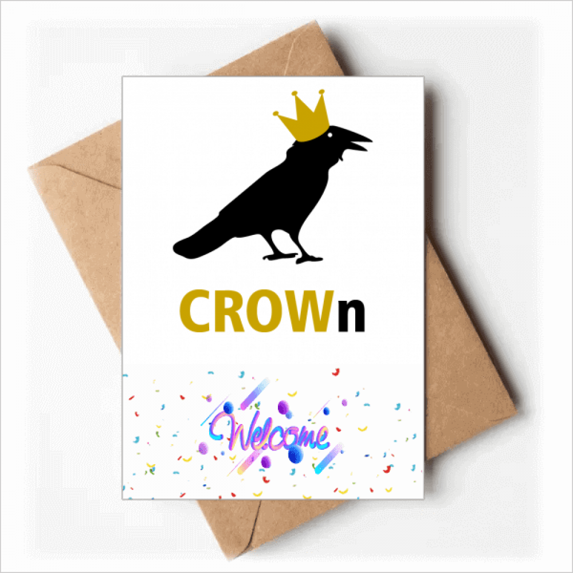Crow Crown Animal Wing Art Deco Fashion Welcome Back Greeting Cards ...