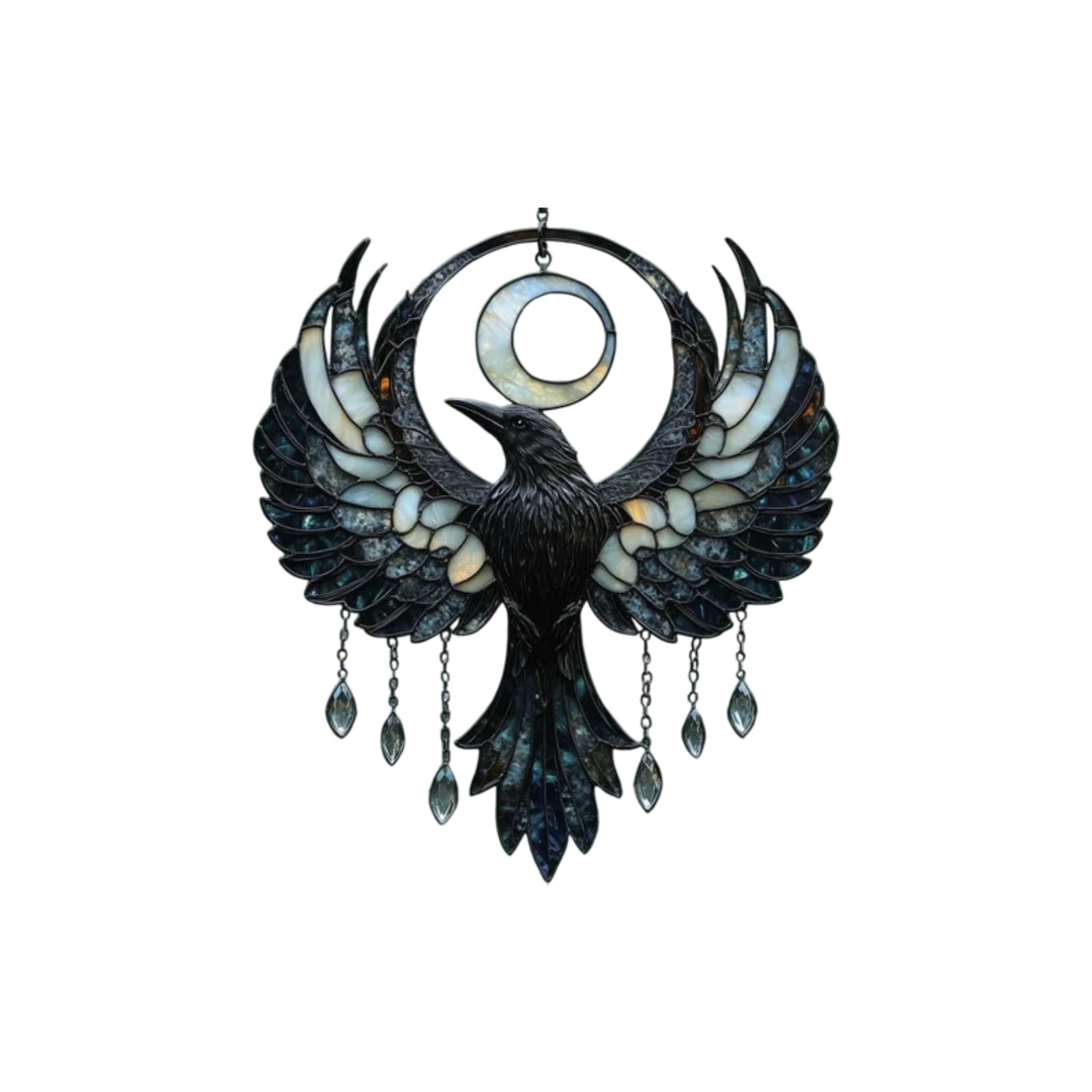 Crow Decor Sun Catcher Stained Glass – Bird Window Hanging Suncatcher ...