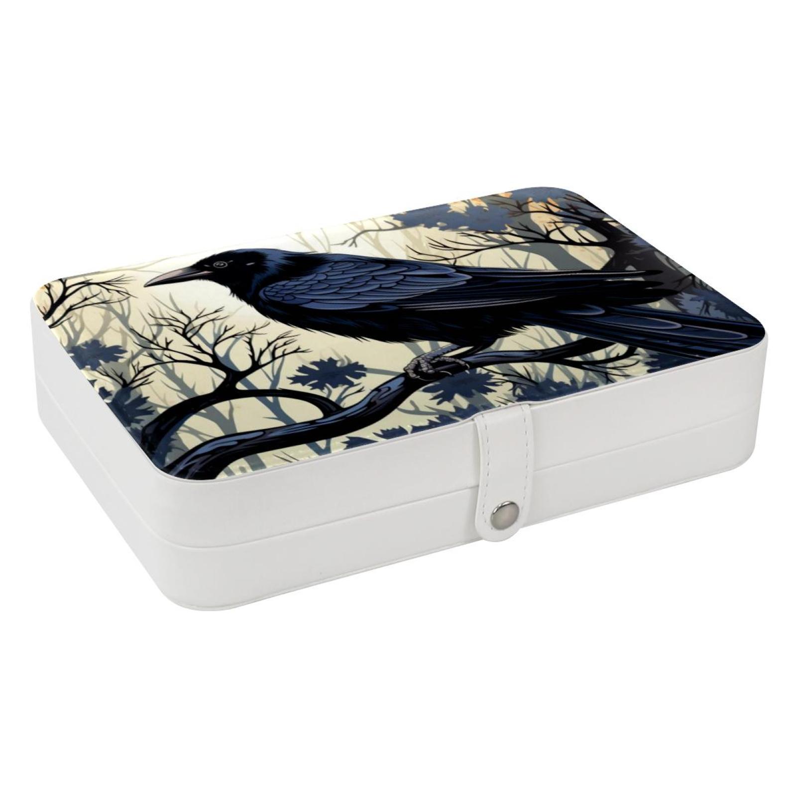 Crow Decorative PU Leather Jewelry Organizer Box with Removable ...