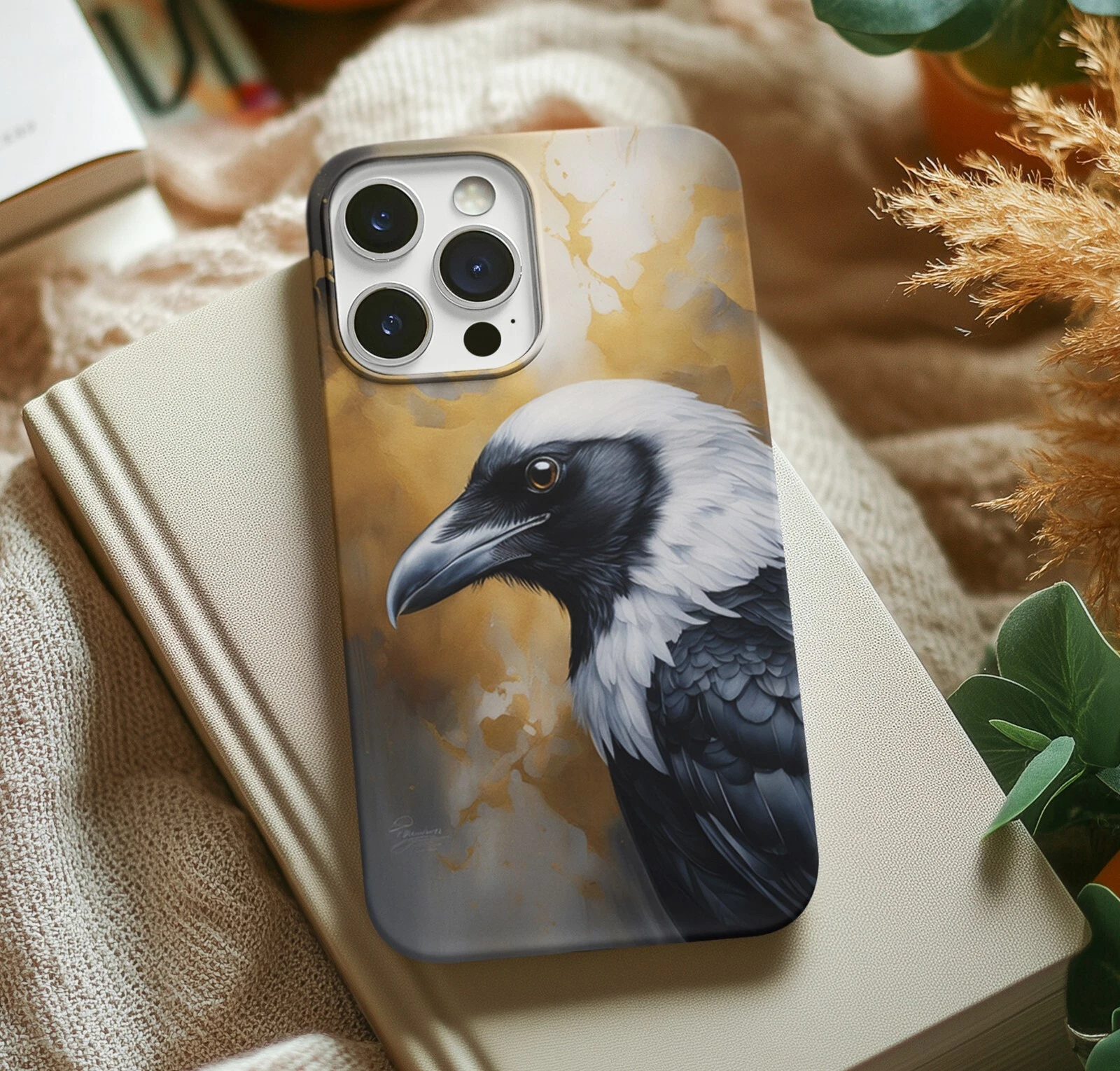 Crow Design Bird Art Tough Phone Case for iPhone 11 to 17 Pro Max ...