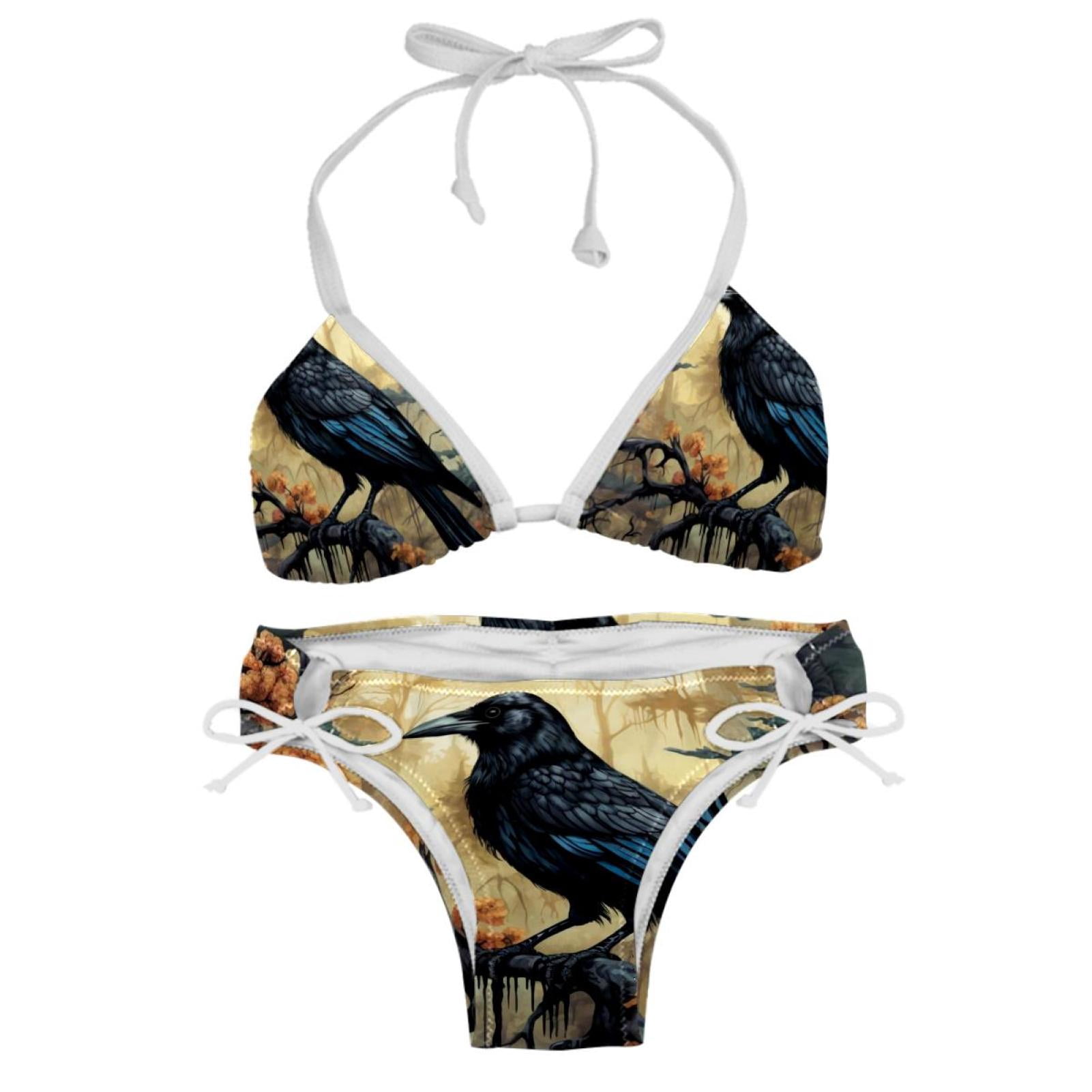 Crow Detachable Sponge Adjustable Strap Bikini Set Swimsuit, Two-Pack ...