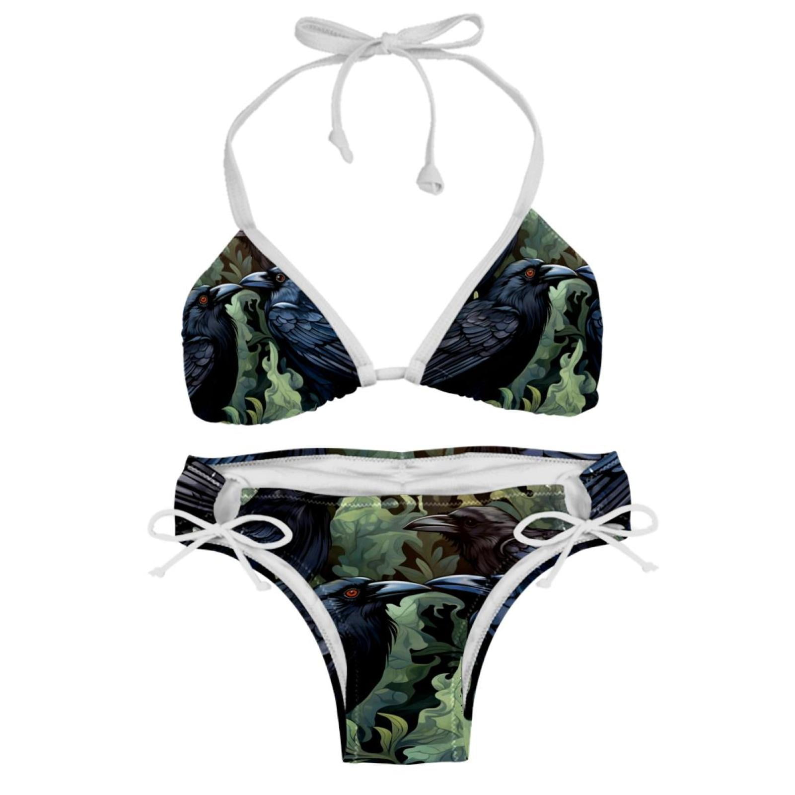 Crow Detachable Sponge Adjustable Strap Bikini Set Swimsuit, Two-Pack ...