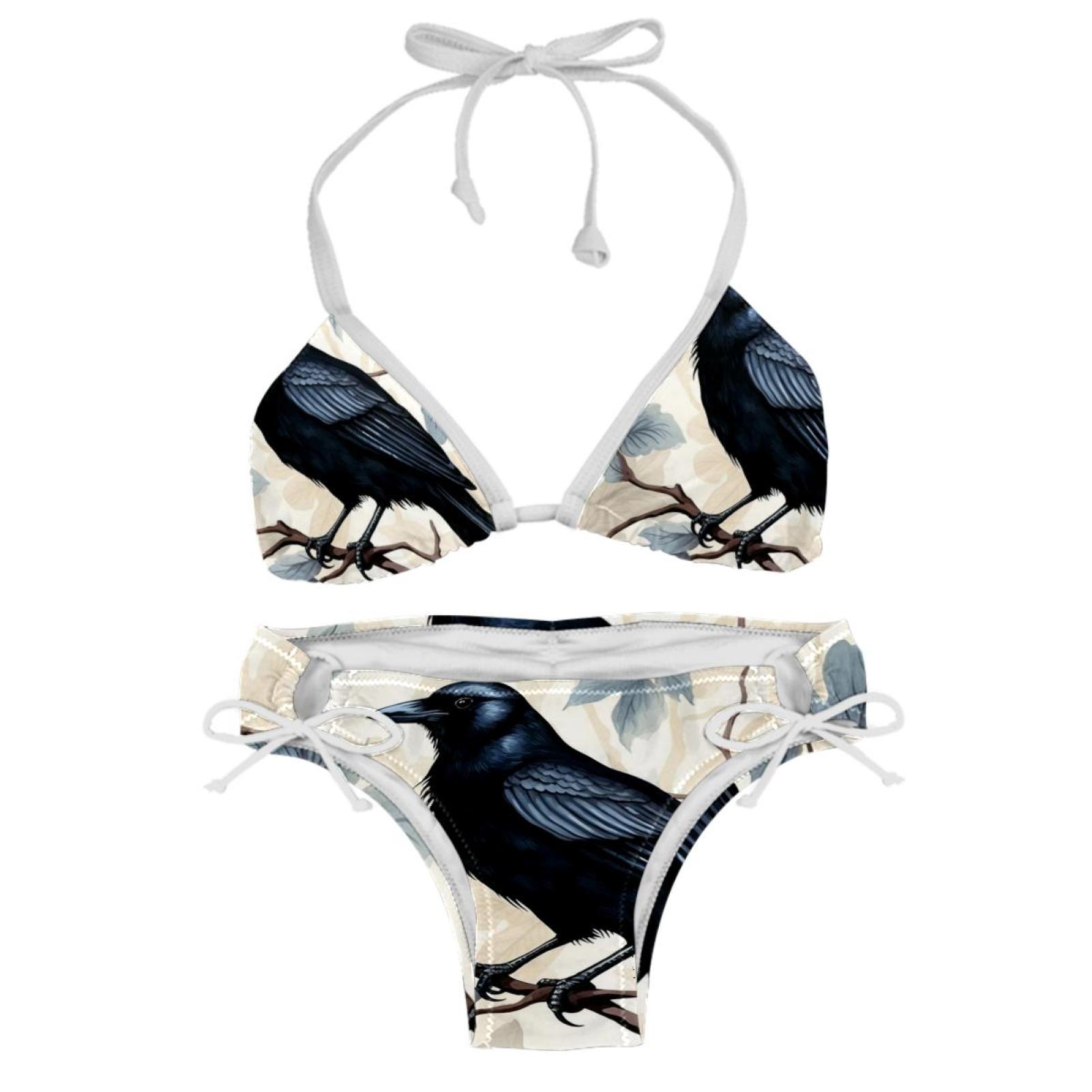 Crow Detachable Sponge Adjustable Strap One-Piece Swimsuit Set - Two ...