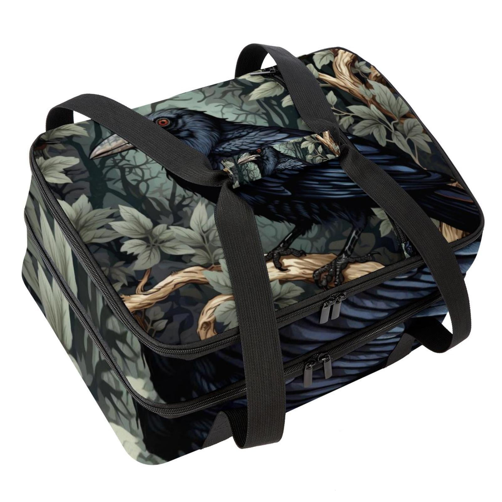 Crow Double Layered Insulated Lunch Bag with Two Compartments, Large ...