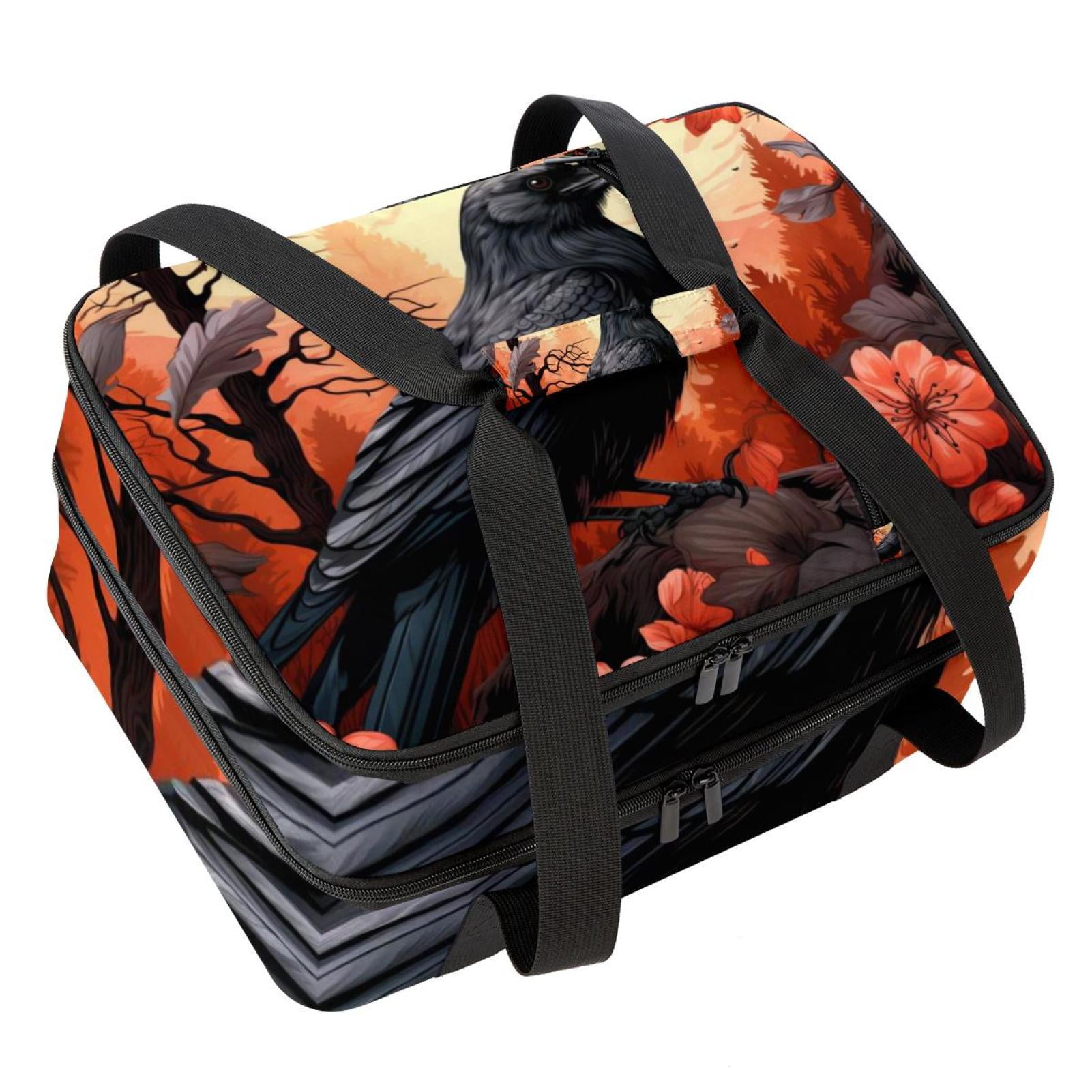 Crow Double Layered Insulated Lunch Bag with Two Compartments, Large ...