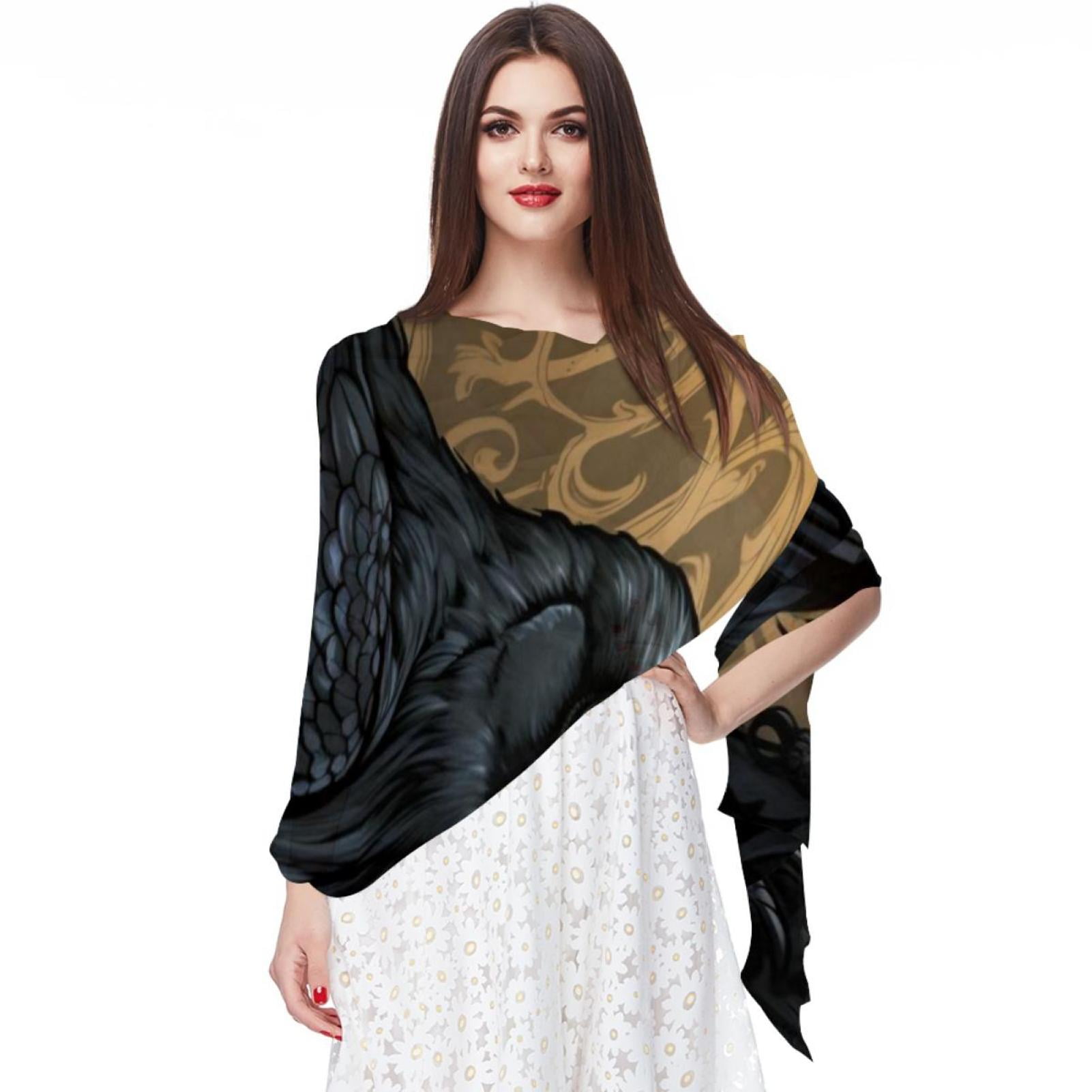 Crow Elegant Chiffon Yarn Silk Scarf for Women - Translucent and ...