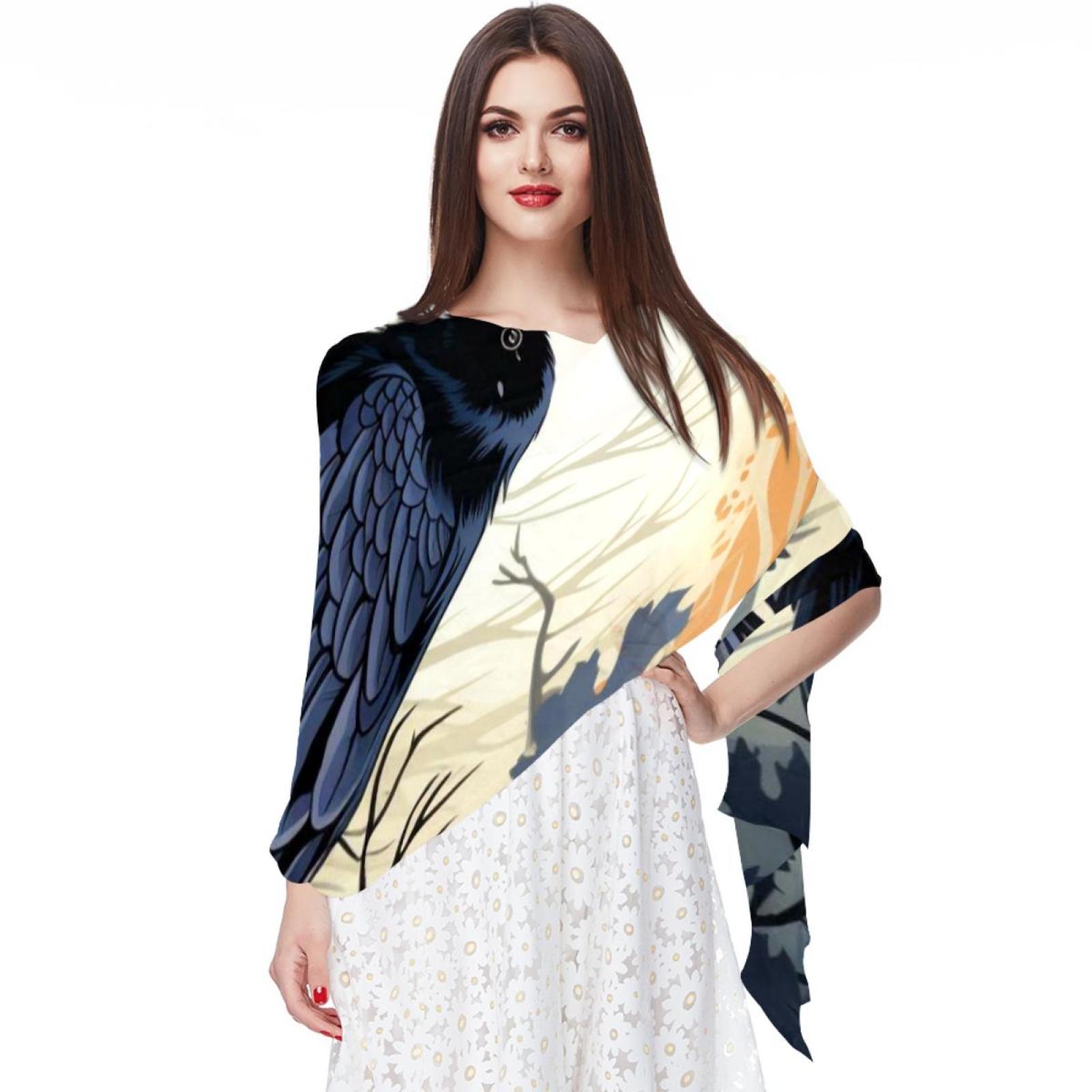 Crow Elegant Translucent Chiffon Silk Scarf 180*73 - Light Breathable ...