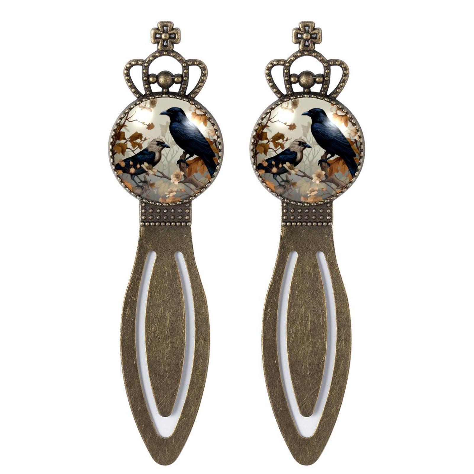Crow Elegant Vintage Copper Crown-Shaped Bookmarks - Set of 2 Stainless ...
