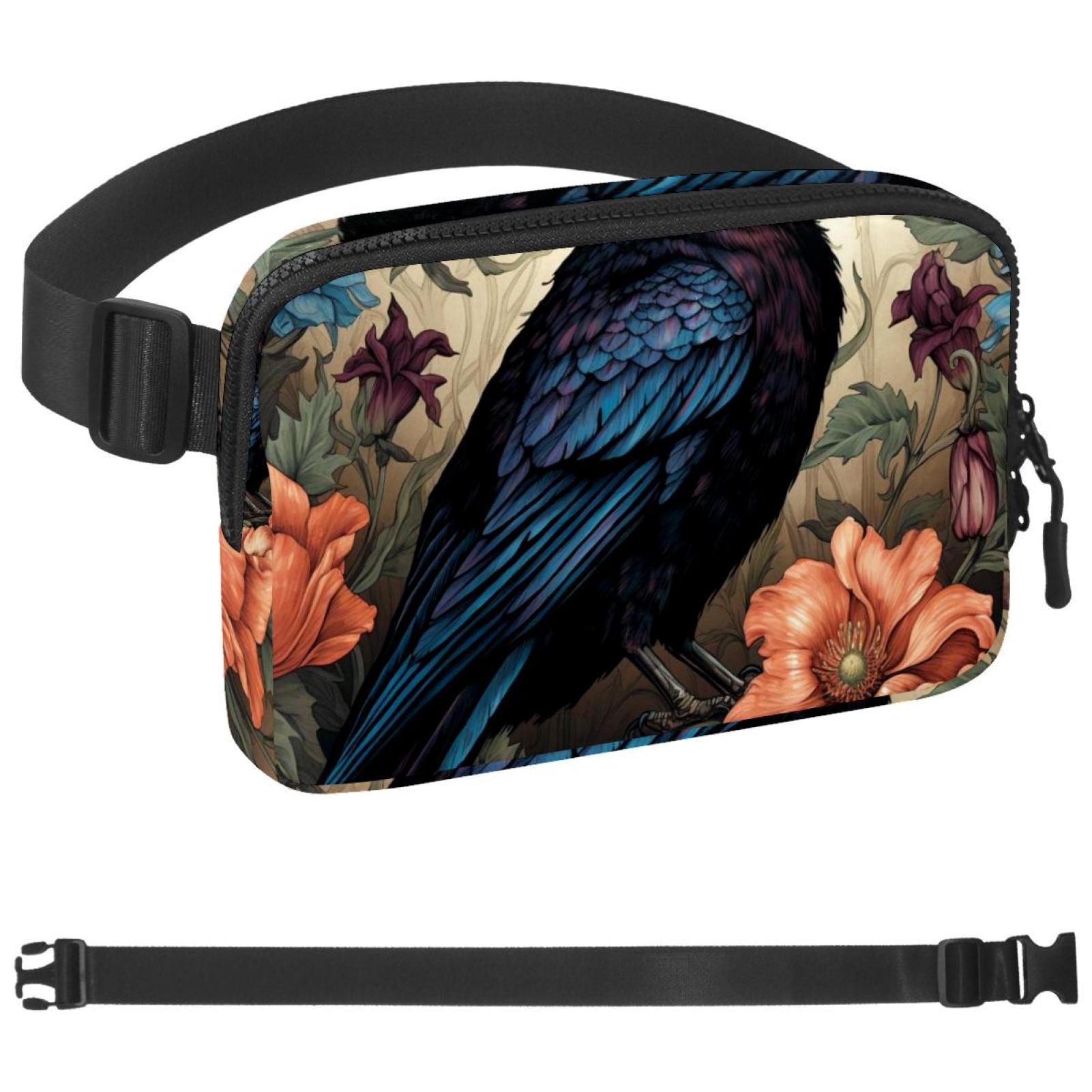 Crow Fanny Pack for Men Women, Crossbody Waist Bag Pack, Belt Bag for ...