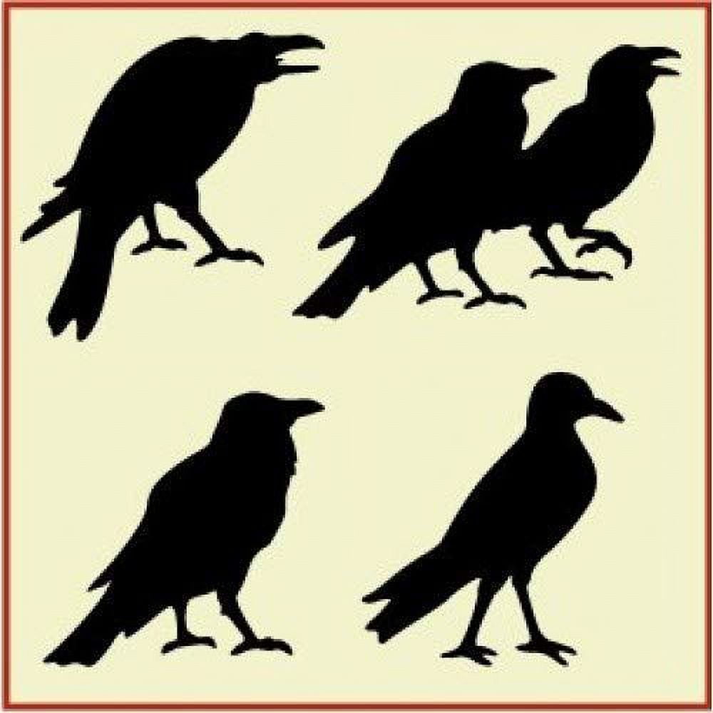 Crow Flock 2 Stencil - 4 Images Primitive Bird Stencil Raven Template ...