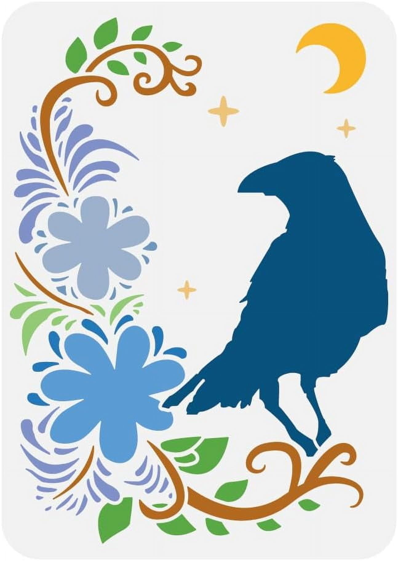 Crow Flower Corner Stencil for Painting 8.3x11.7inch Reusable Flower ...