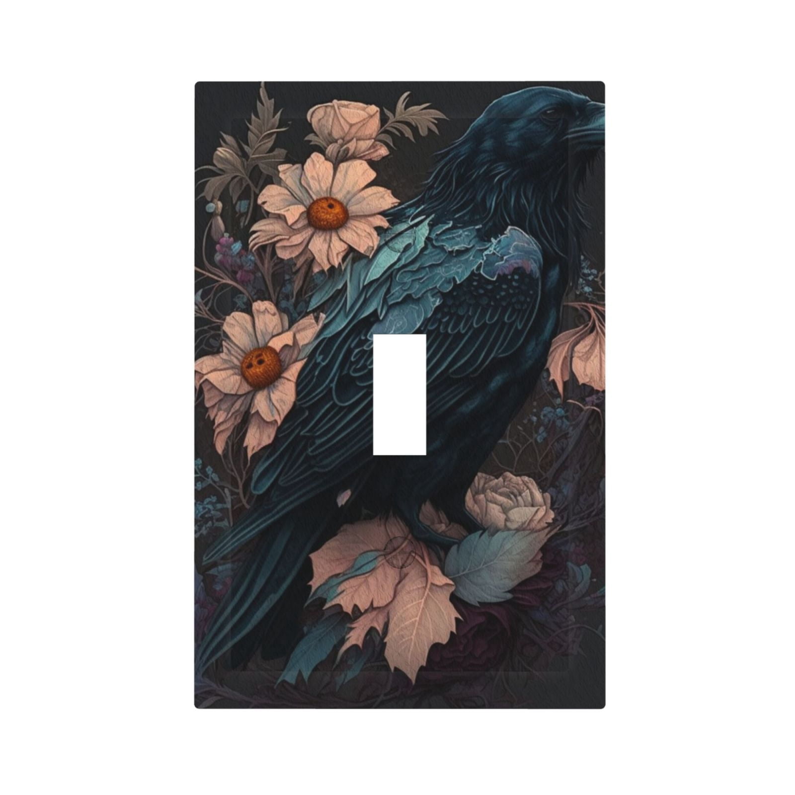 Crow Flowers Raven Gothic Light Switch Cover Decorator Single Toggle ...