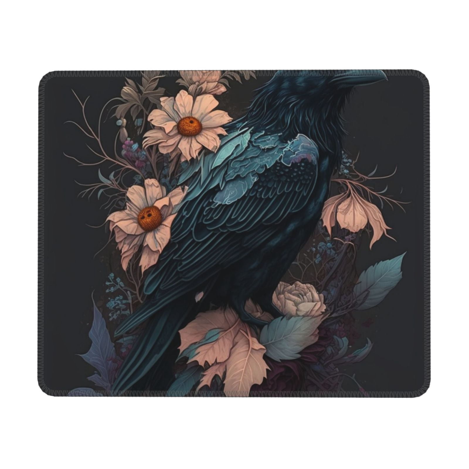 Crow Flowers Raven Gothic Mouse Pad Non-Slip Rubber Gaming Mousepad ...