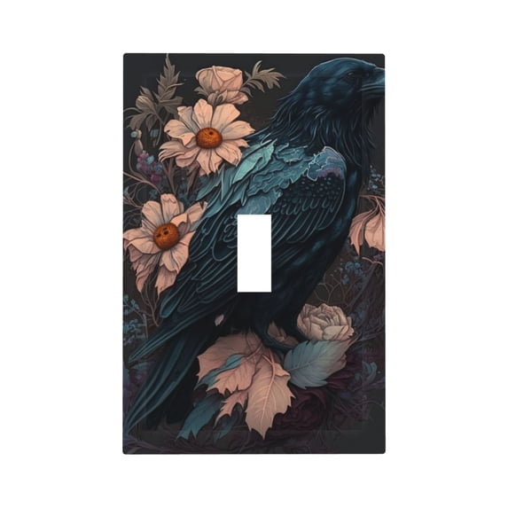 Crow Flowers Raven Gothic Single Toggle Wall Plate 1 Gang Decorative ...