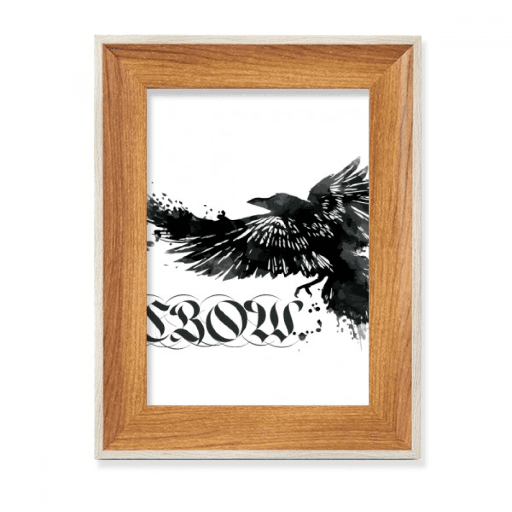 Crow Flying Letter Gothic Wings Desktop Wooden Photo Frame Display ...
