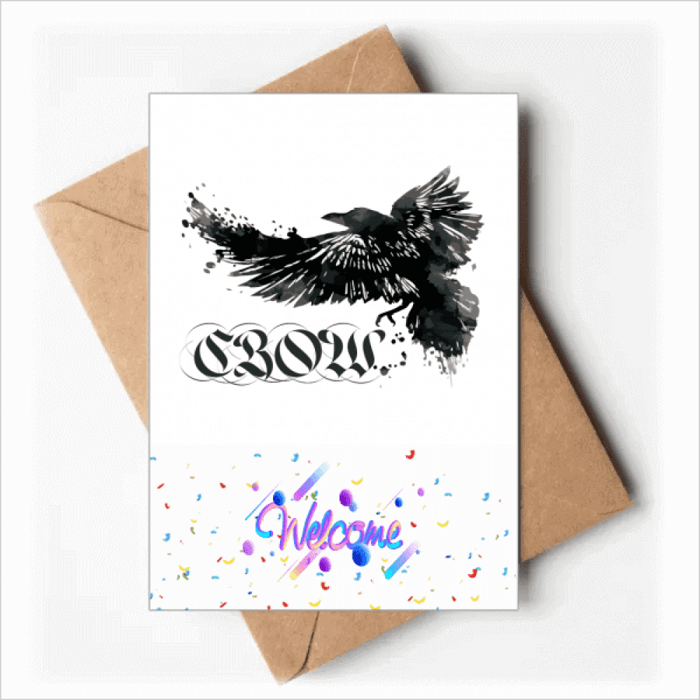 Crow Flying Letter Gothic Wings Welcome Back Greeting Cards Envelopes ...