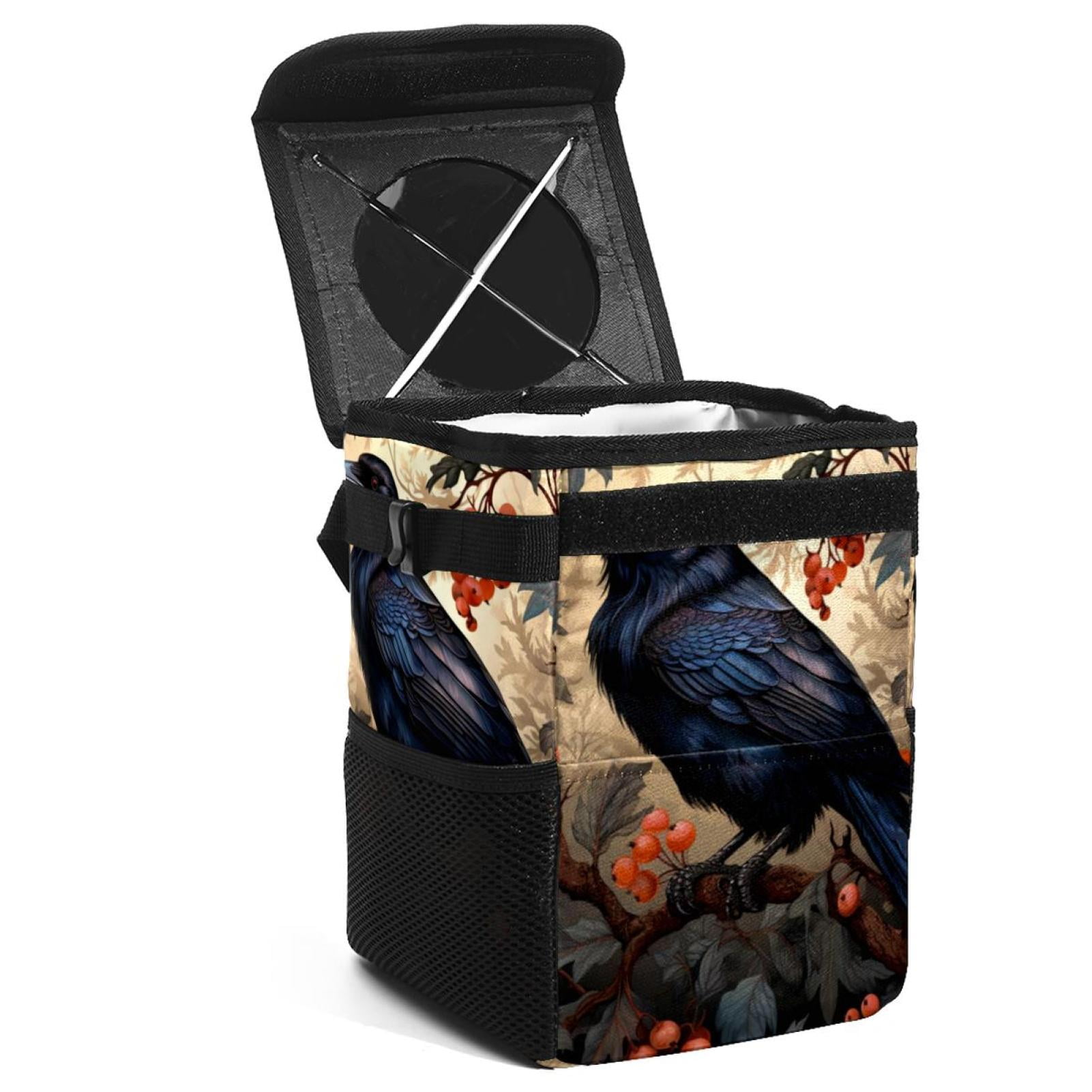 Crow Foldable Car Garbage Can with Lid Leak-Proof Mini Trash Can ...