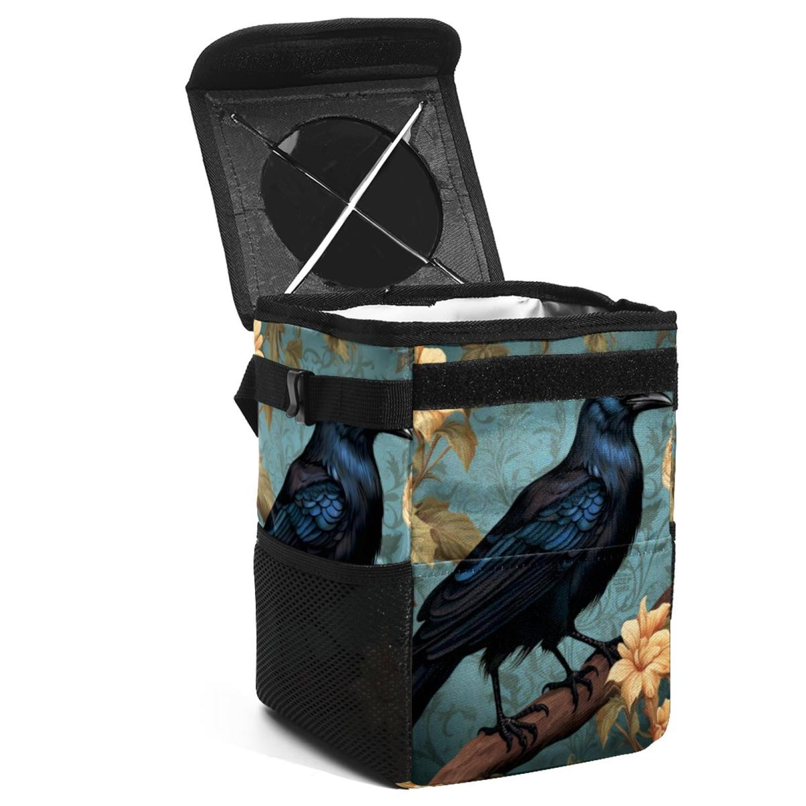 Crow Foldable Car Garbage Can with Lid - Leak-proof Mini Trash Can ...
