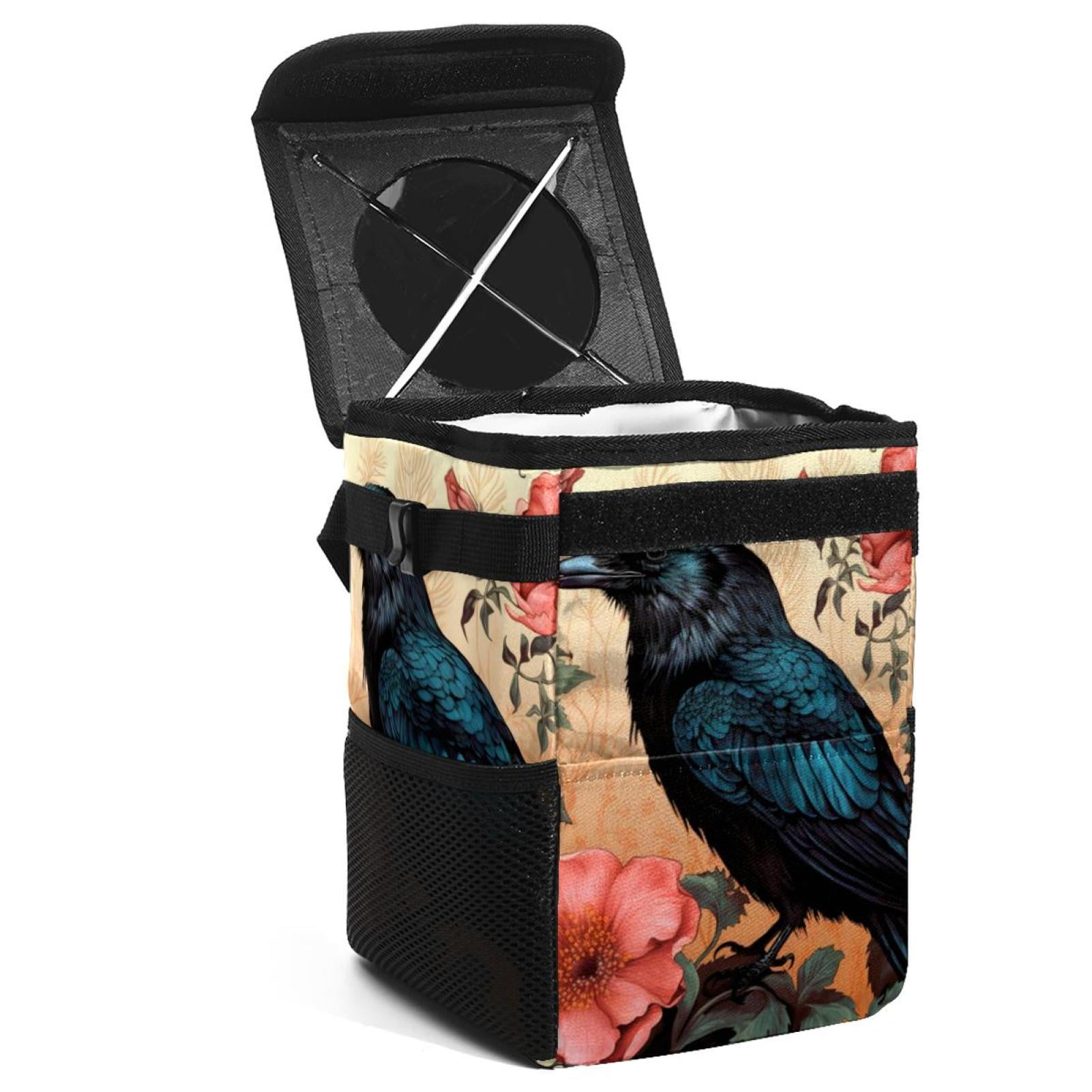Crow Foldable Car Trash Can with Lid, Leak-Proof Mini Trash Can ...
