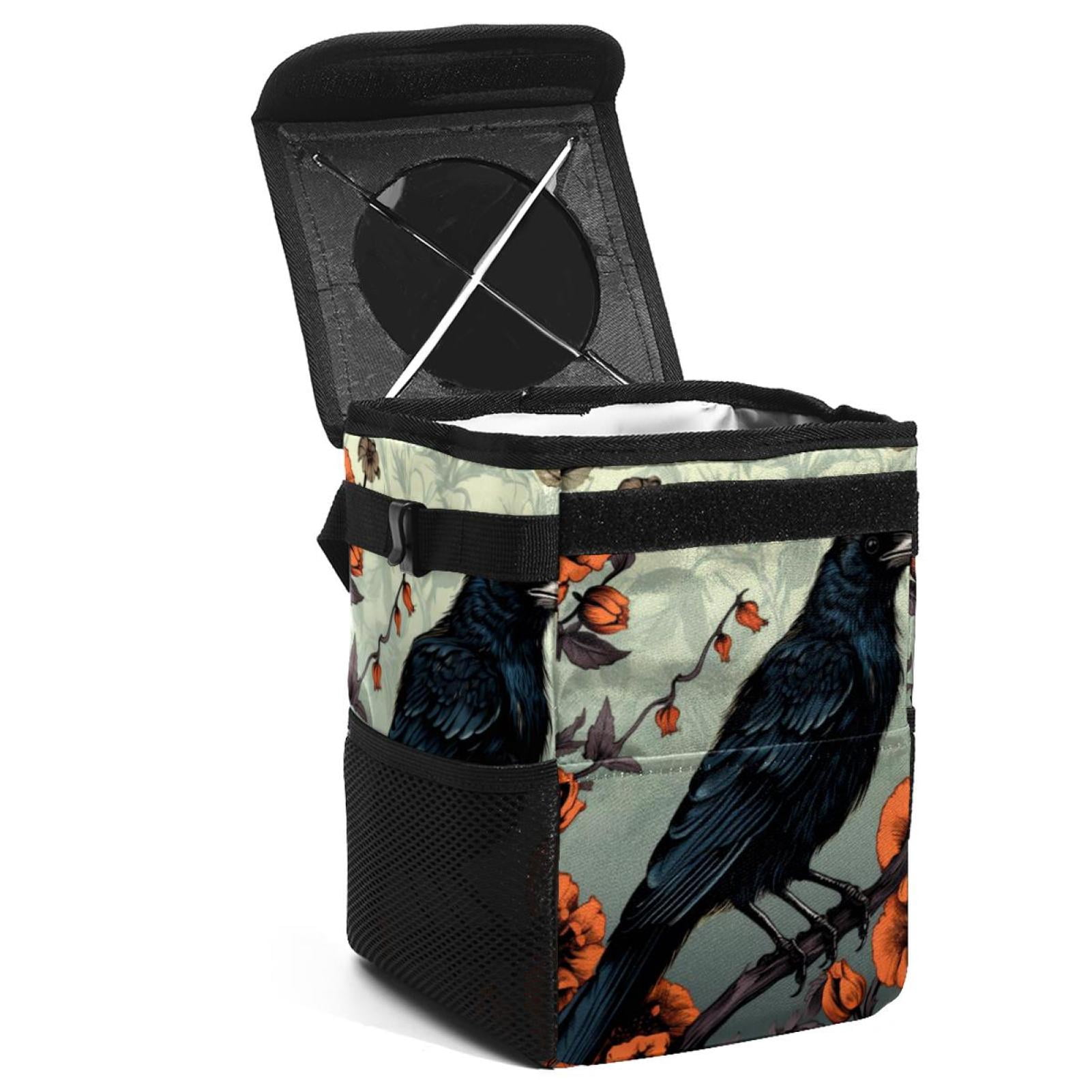 Crow Foldable Car Trash Can with Lid, Leak-Proof Mini Trash Can ...