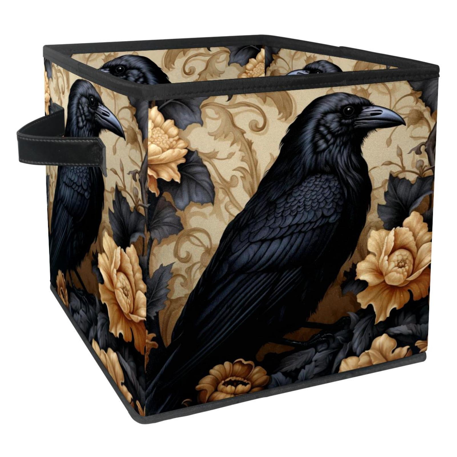 Crow Foldable Storage Baskets with Handle, 10.8"x10.5"x10.6" Cube ...