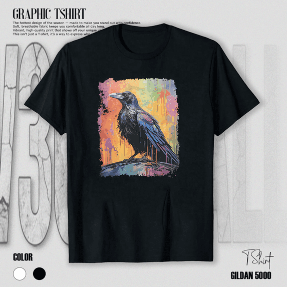 Crow Graphic Rainbow Colorful Bird Animal Nature Gift Graphic Unisex T ...