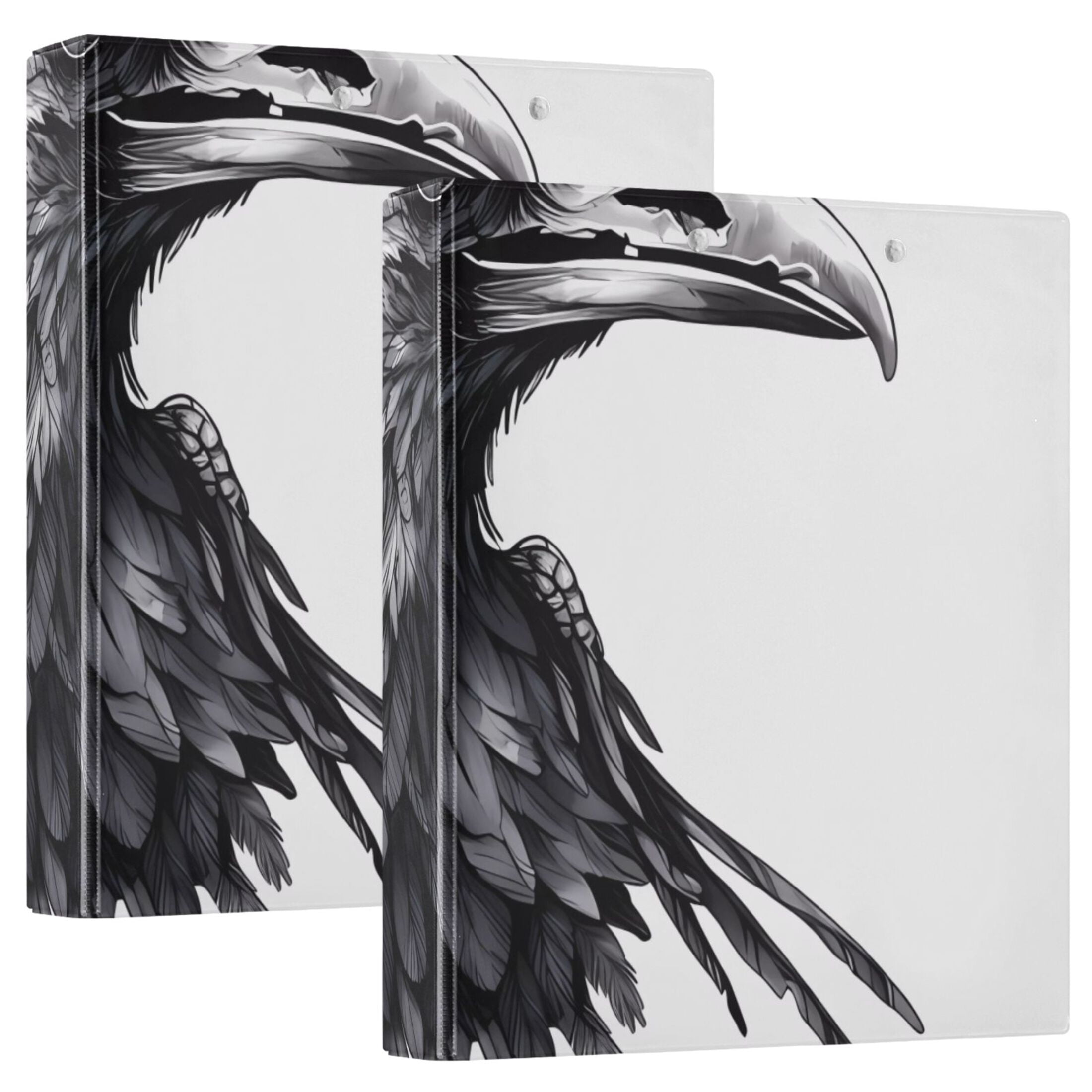 Crow Head Bird 3 Ring Binders 1.5 inch Hardcover File Folders with ...