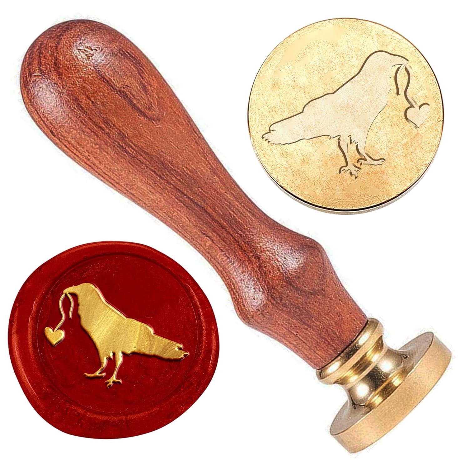 Crow Heart Wax Stamp 1" Removable Brass Stamp Head with Wood Handle ...