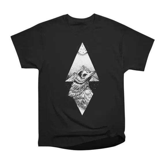 Crow Illustration Black Ink Raven Drawing Stay Free As A Bird T-Shirt ...