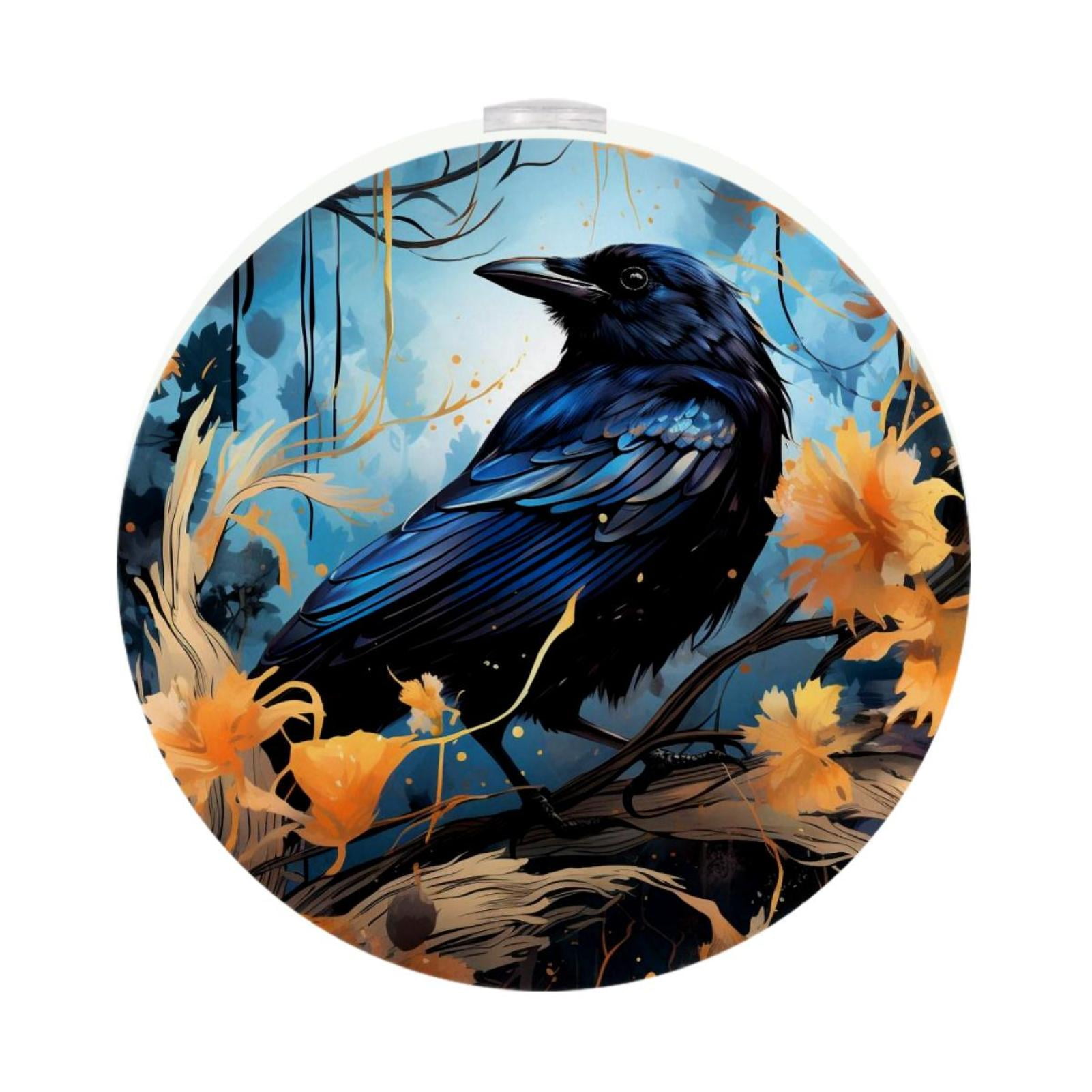 Crow LED Round Night Light-2PCS, Dimmable Plug-in Circle Wall Lamp with Dusk to Dawn Sensor ...